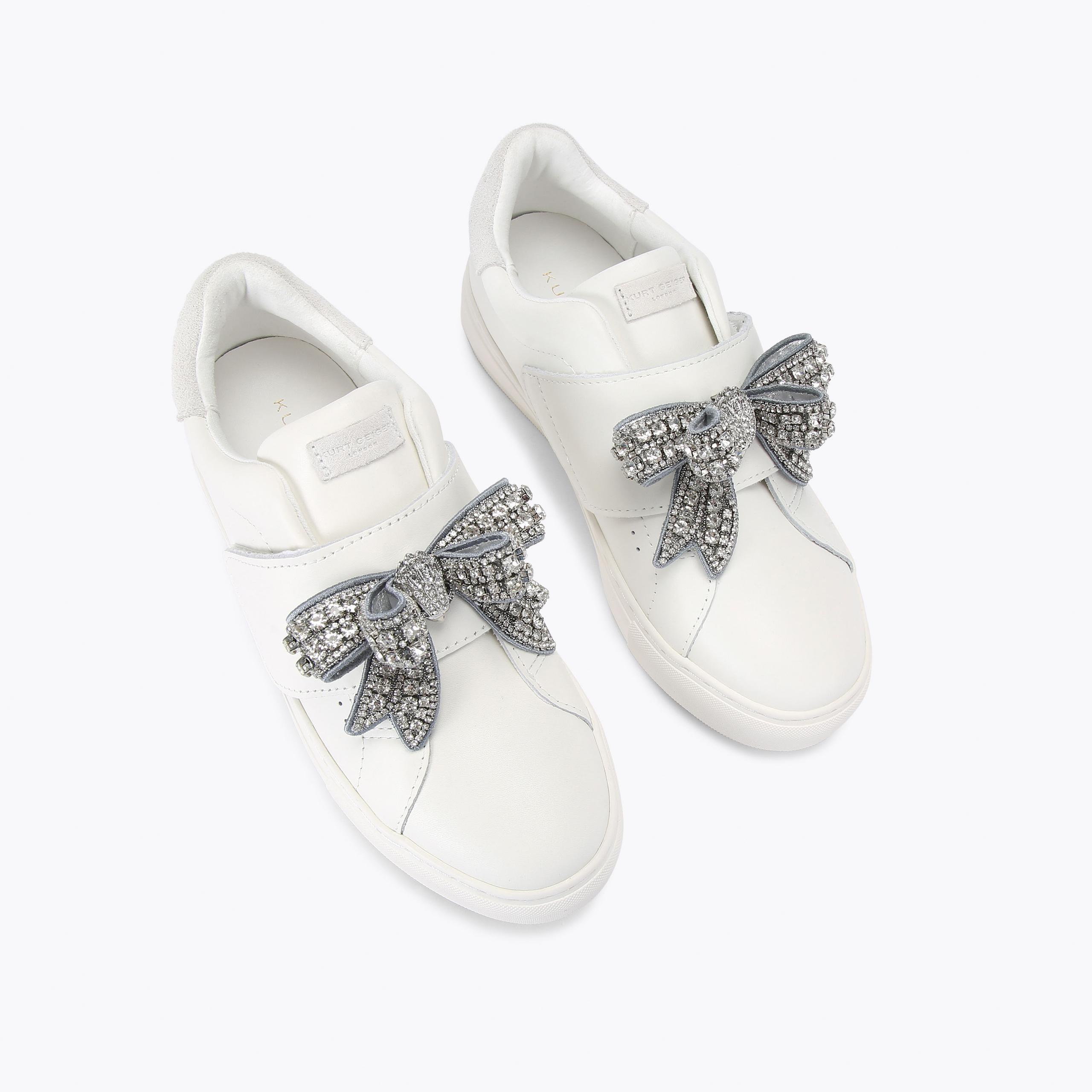 LANEY BOW White Crystal Bow Sneaker by KURT GEIGER LONDON