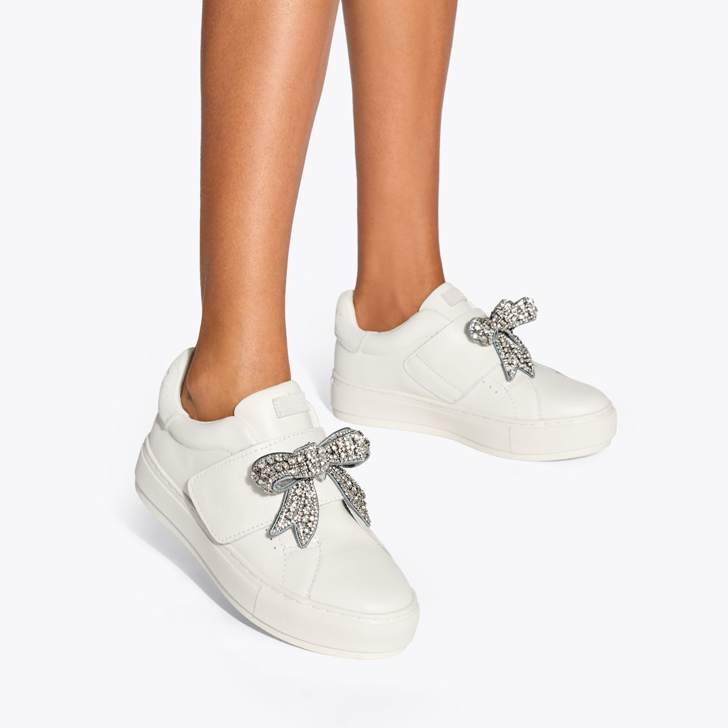 LANEY BOW White Crystal Bow Sneaker by KURT GEIGER LONDON