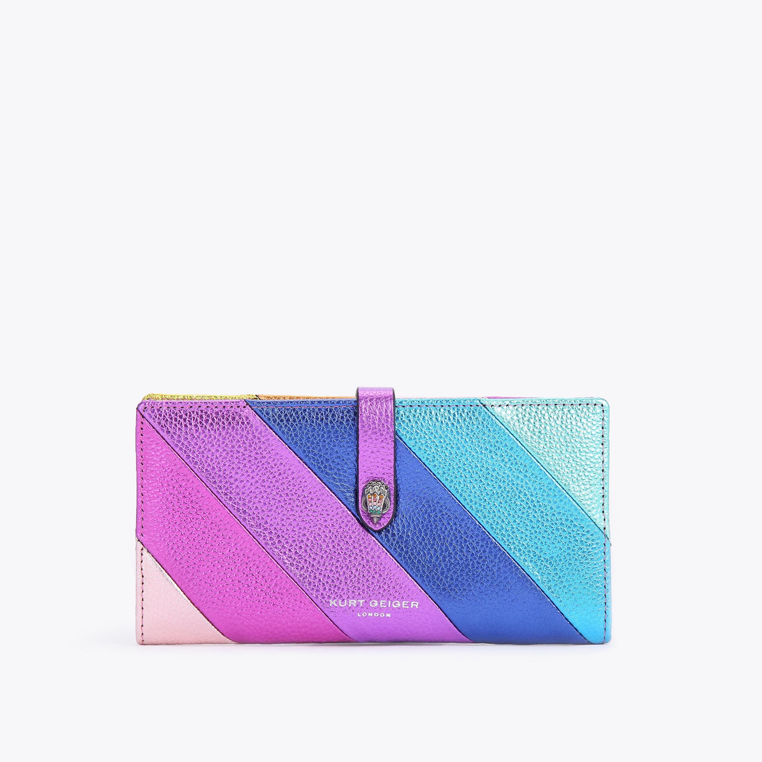 LEATHER SOFT WALLET Rainbow Leather Metallic Striped Wallet by KURT ...