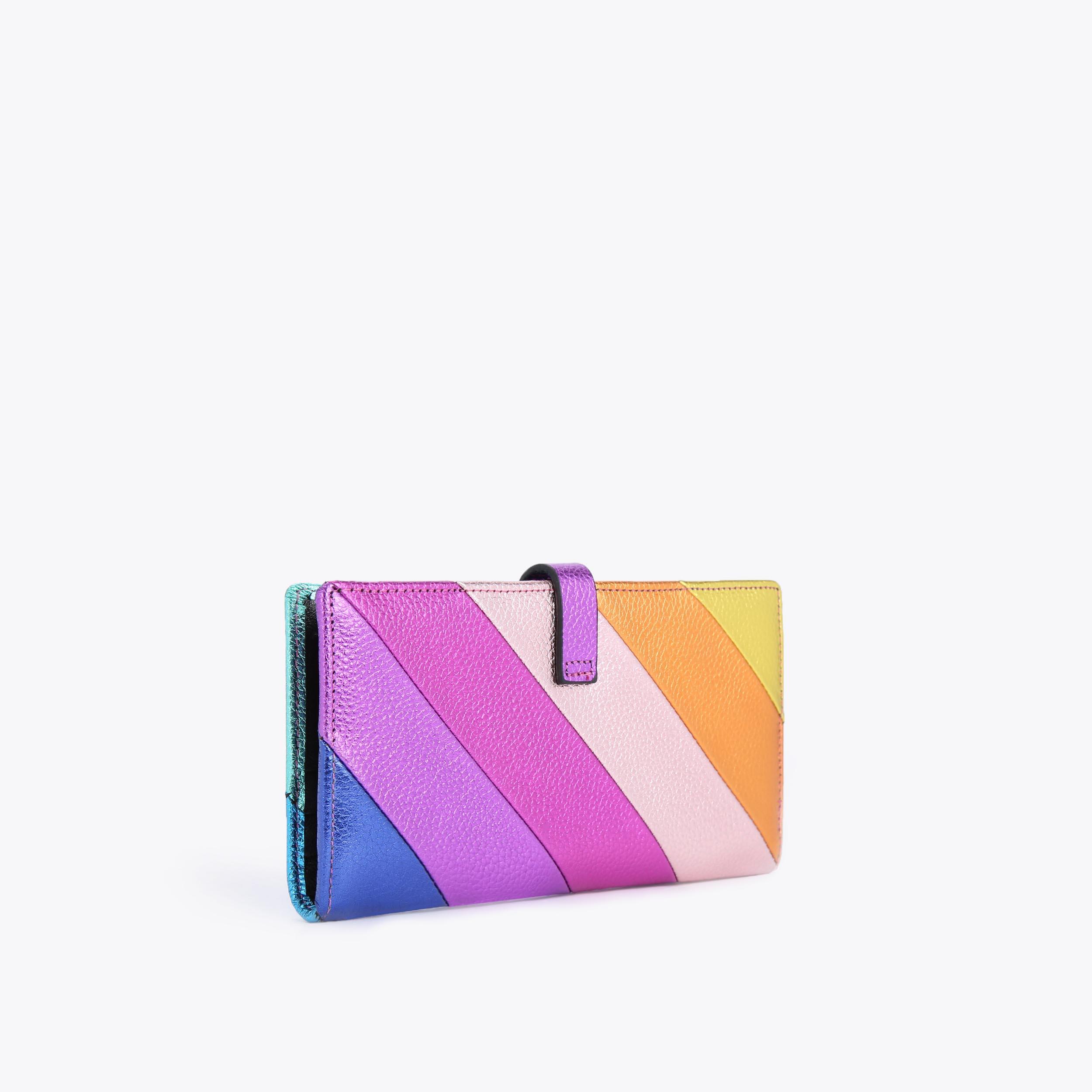 LEATHER SOFT WALLET Rainbow Leather Metallic Striped Wallet by KURT ...