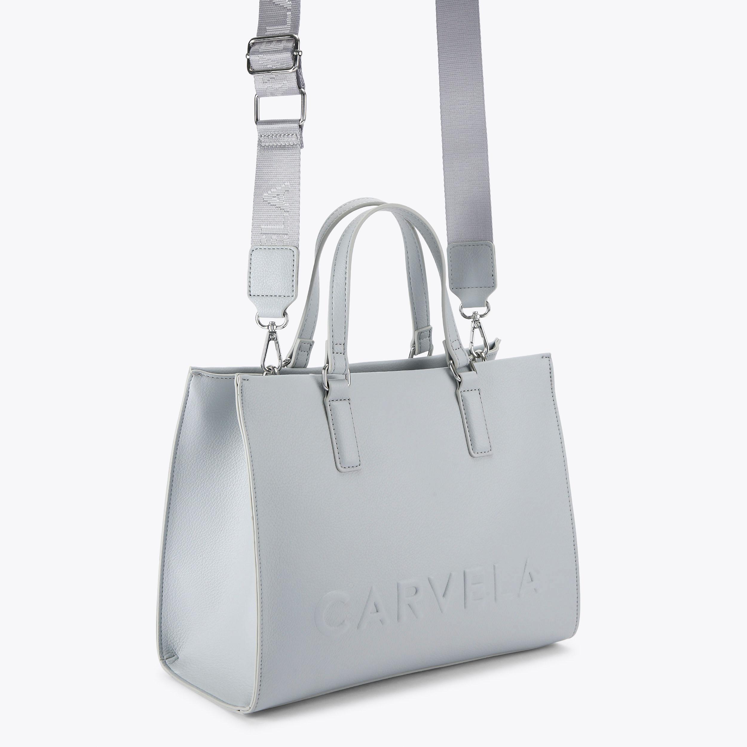 FRAME MIDI TOTE Pale Blue Tote Bag by CARVELA