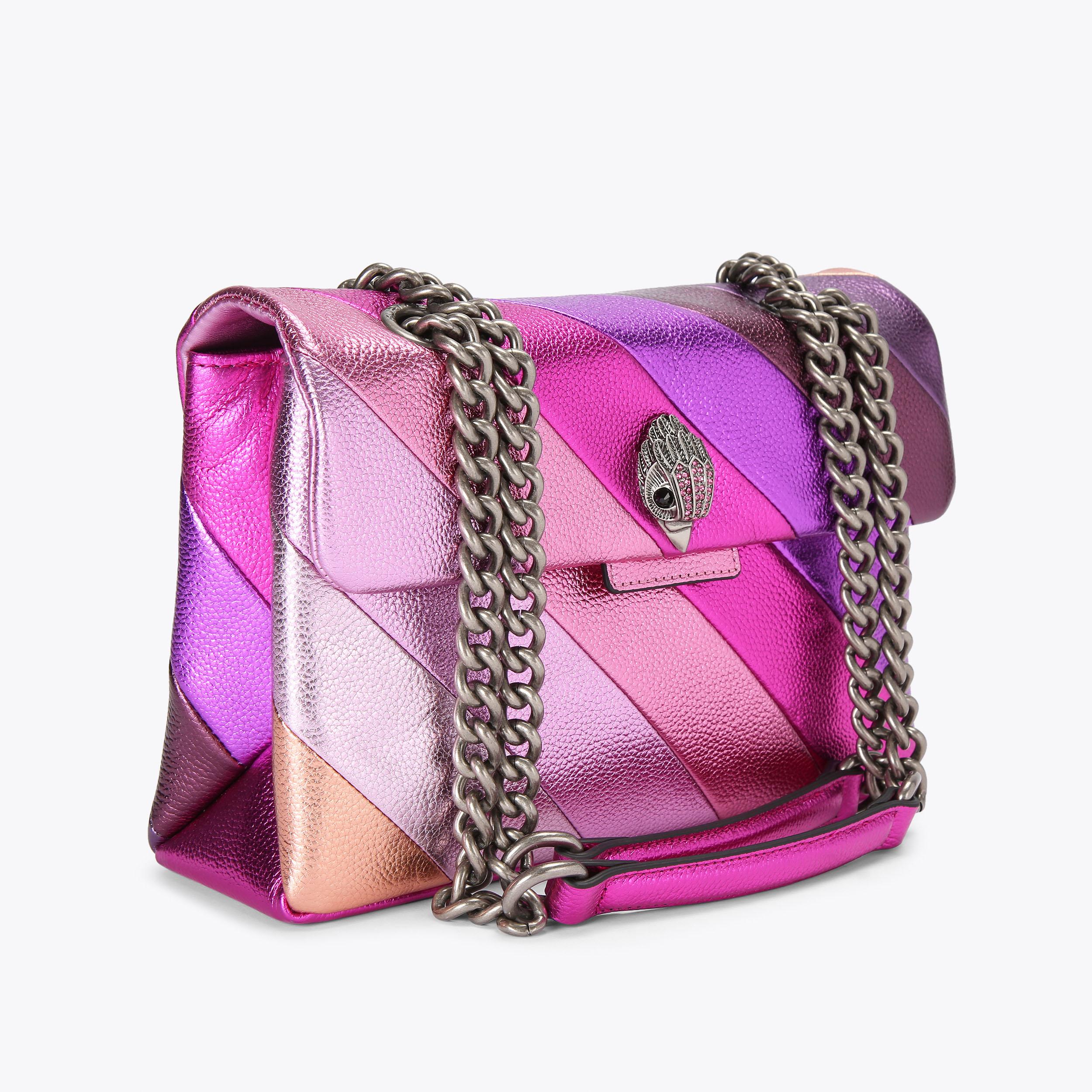 KENSINGTON LEATHER Pink Stripe Leather Cross Body Bag by KURT GEIGER LONDON