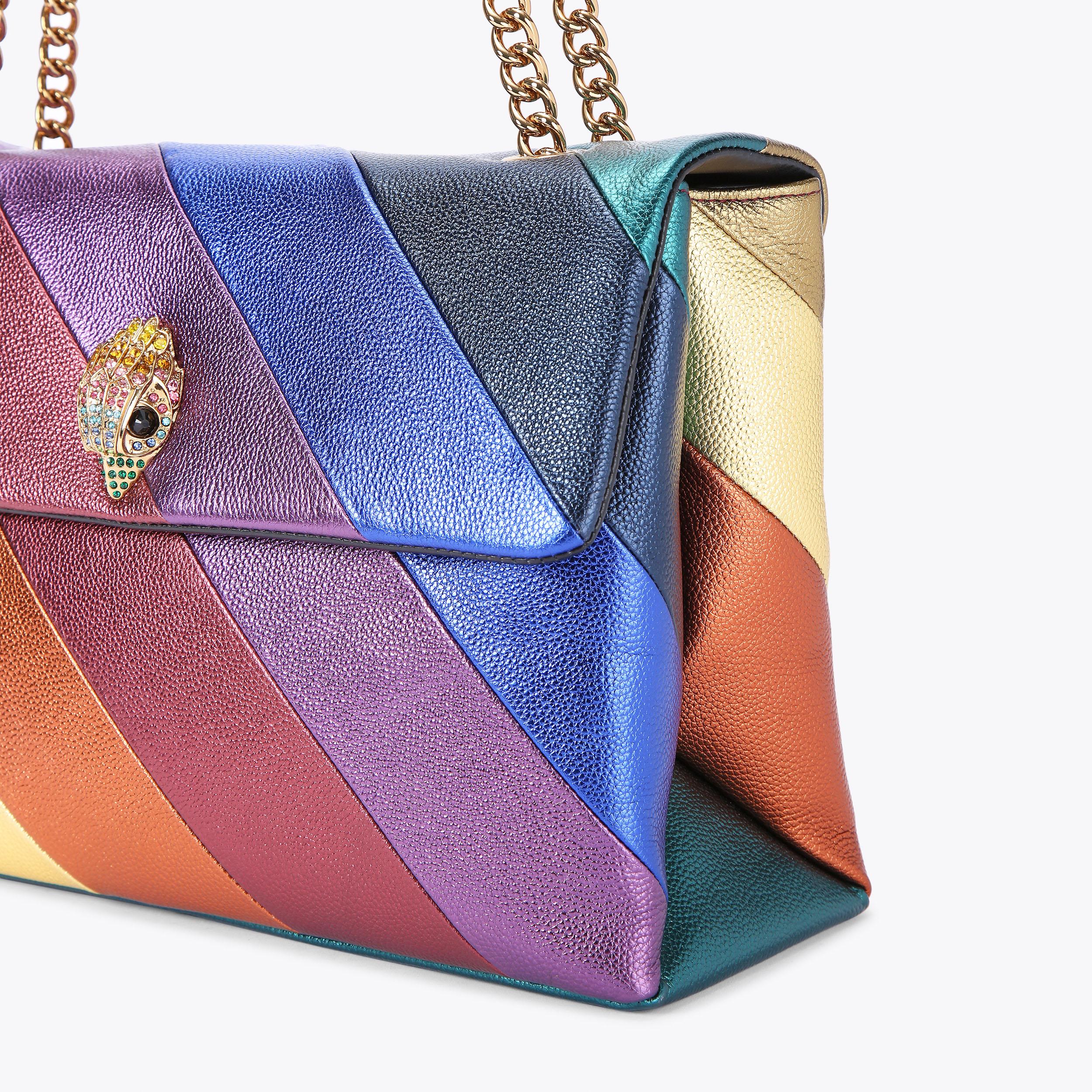 XXL KENSINGTON LEATHER Striped Leather Shoulder Bag by KURT GEIGER LONDON