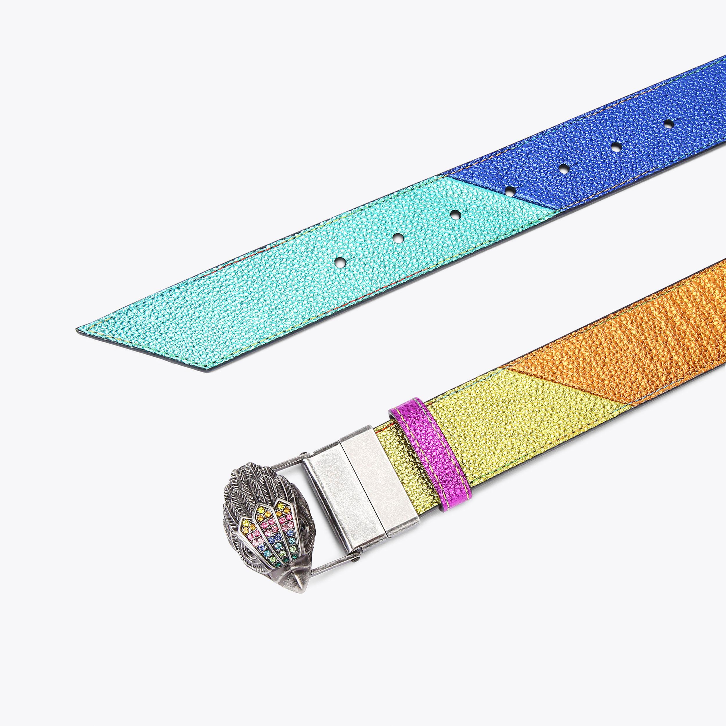 REVERSIBLE 38 EAGLE BELT Rainbow Stripe Leather Belt by KURT GEIGER LONDON
