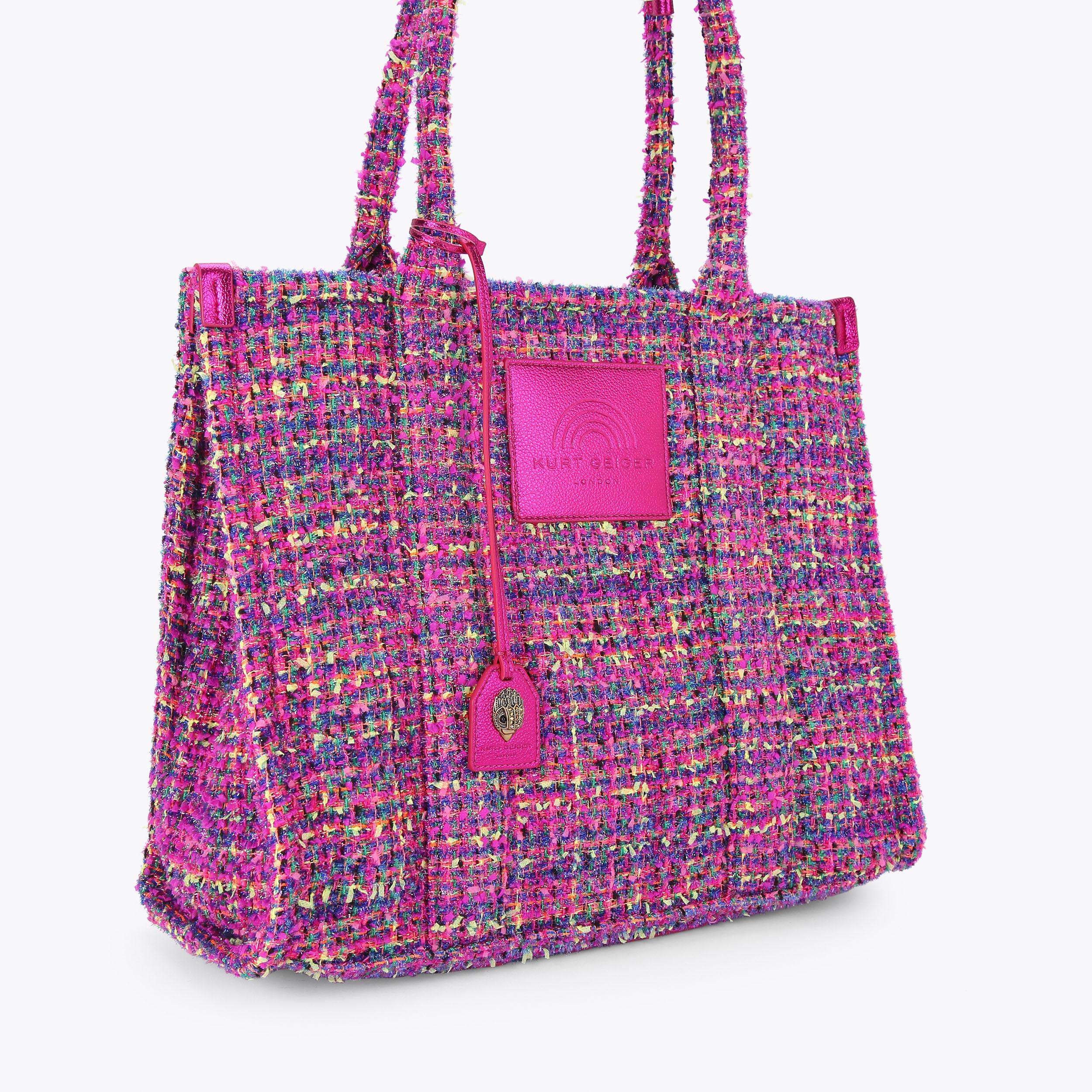 TWEED LG SOUTHBANK TOTE Pink Tweed Tote Bag by KURT GEIGER LONDON