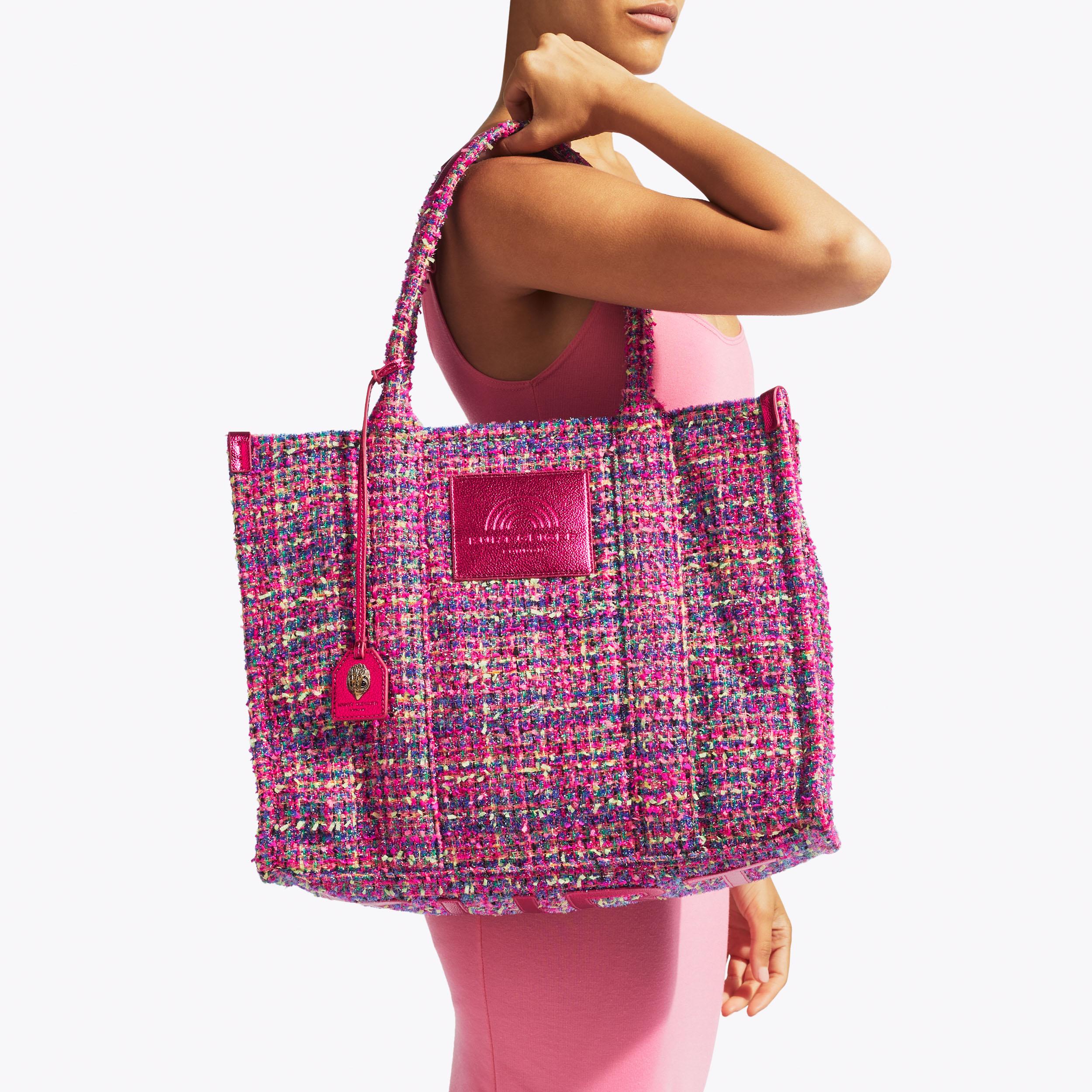 TWEED LG SOUTHBANK TOTE Pink Tweed Tote Bag by KURT GEIGER LONDON