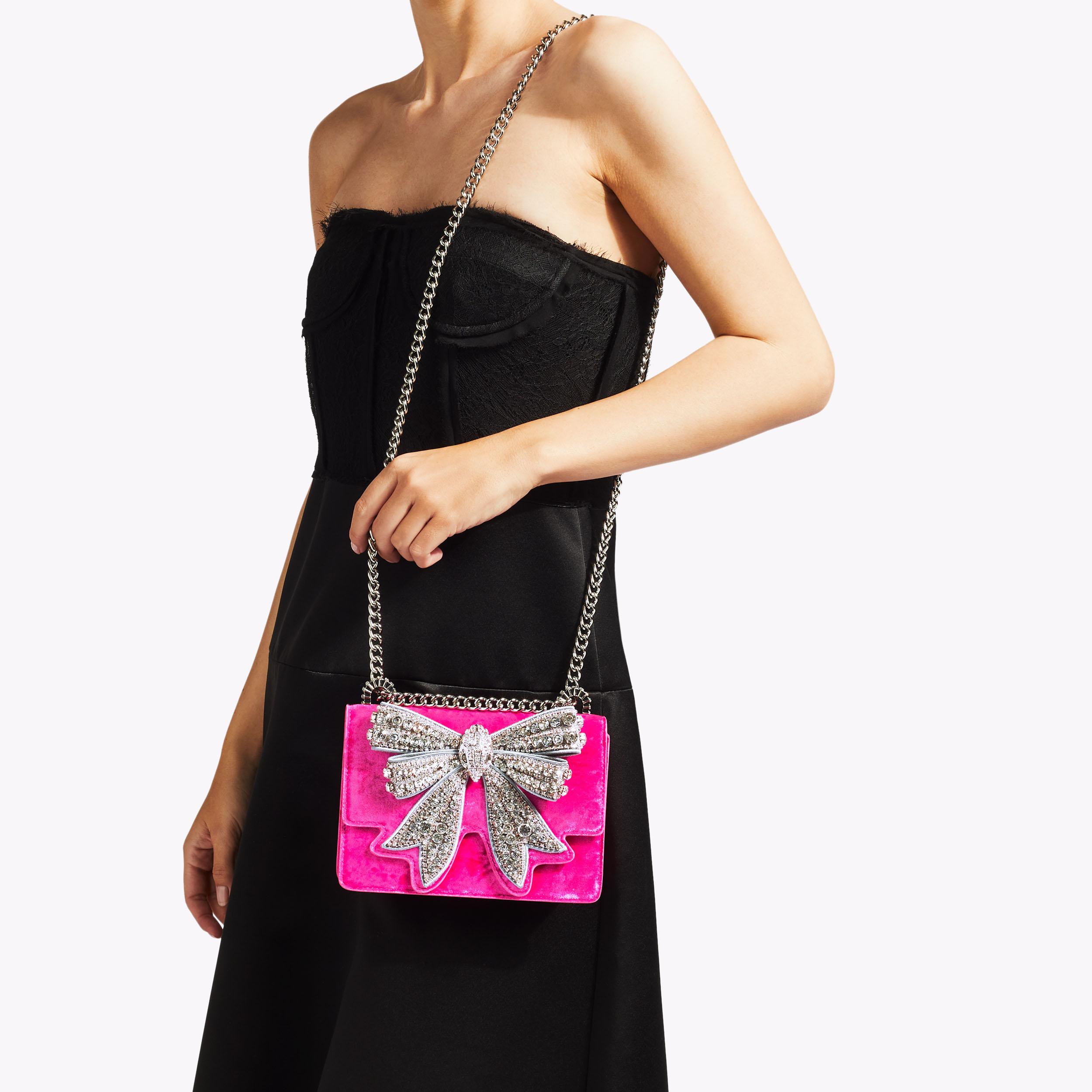 BOW SMALL SHOREDITCH Fuchsia Cross Body Bag by KURT GEIGER LONDON