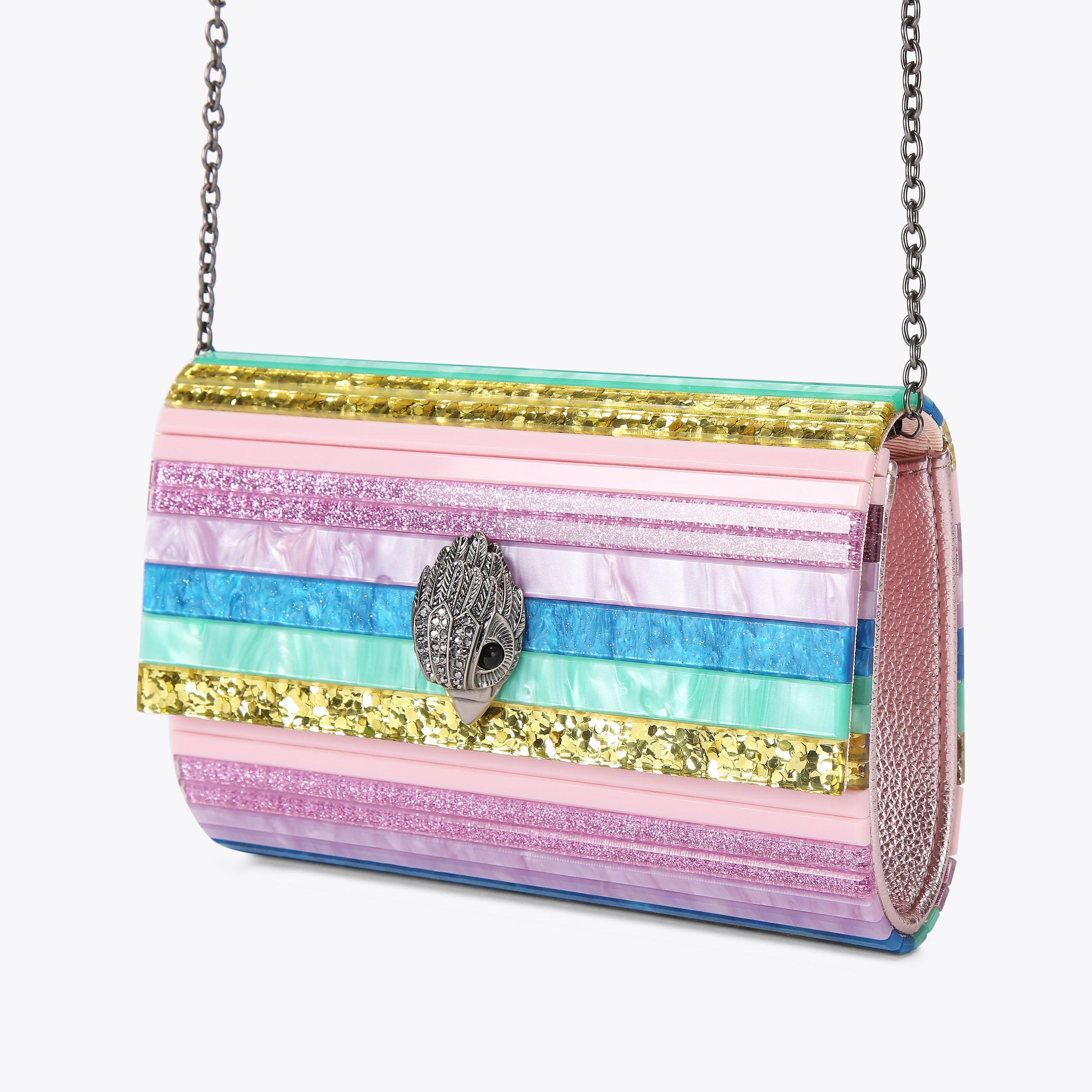PARTY EAGLE CLUTCH Rainbow Panel Perspex Clutch by KURT GEIGER LONDON
