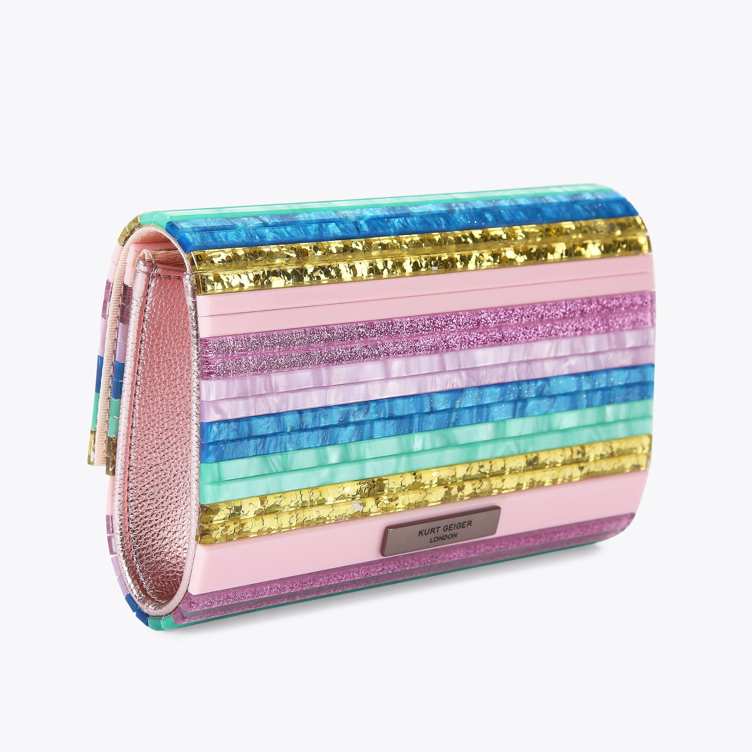PARTY EAGLE CLUTCH Rainbow Panel Perspex Clutch by KURT GEIGER LONDON