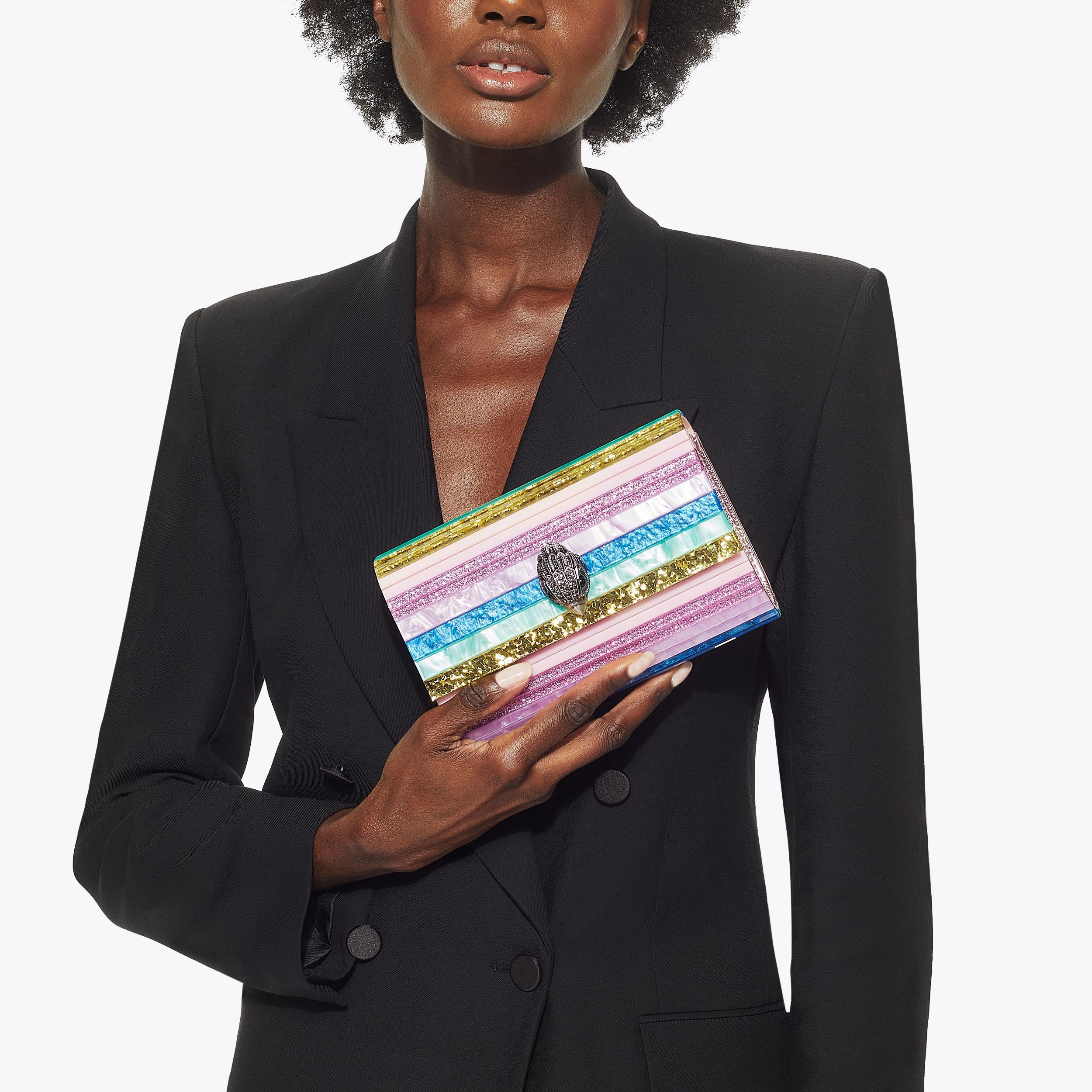 PARTY EAGLE CLUTCH Rainbow Panel Perspex Clutch by KURT GEIGER LONDON