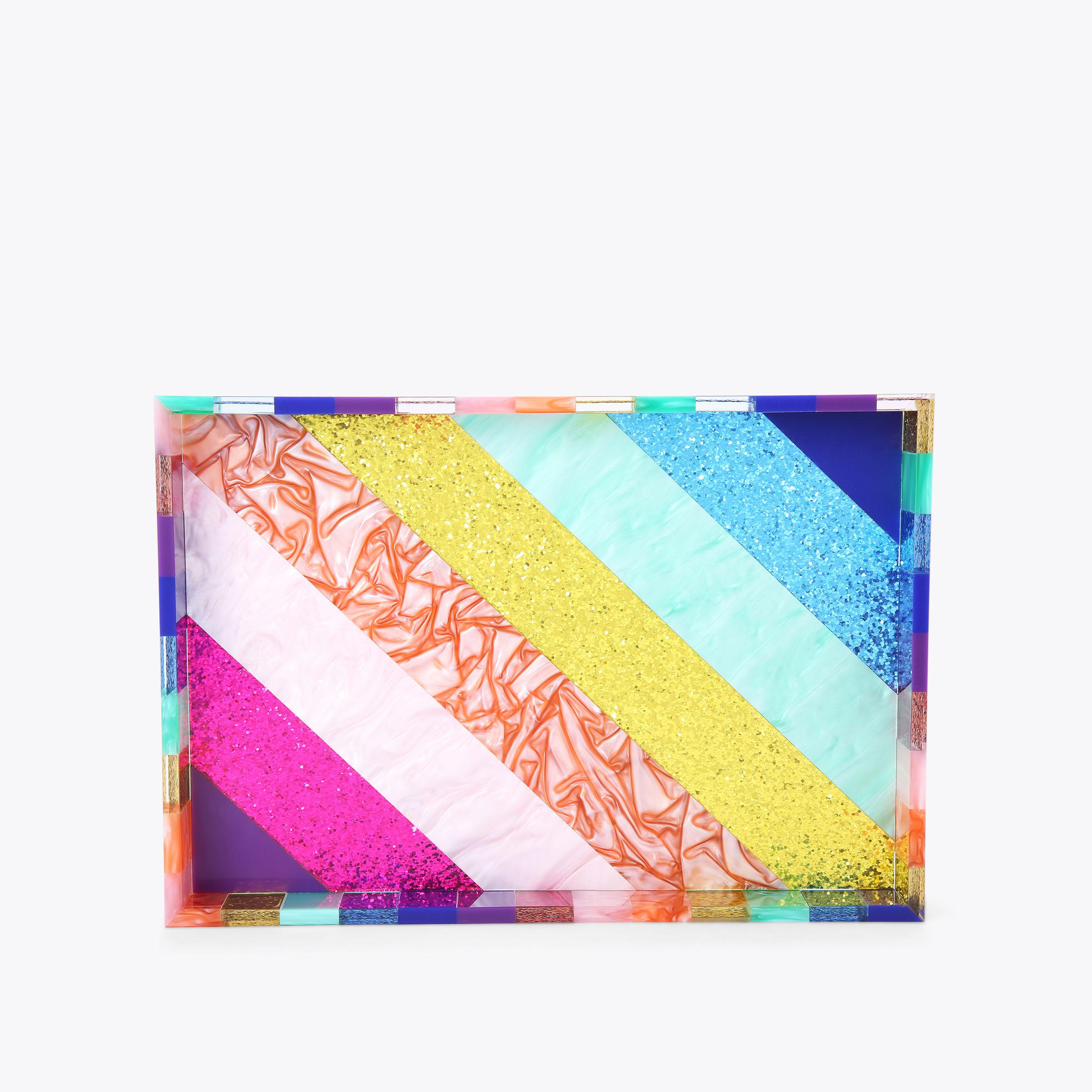 Small Tray Rainbow Stripe Tray By Kurt Geiger London