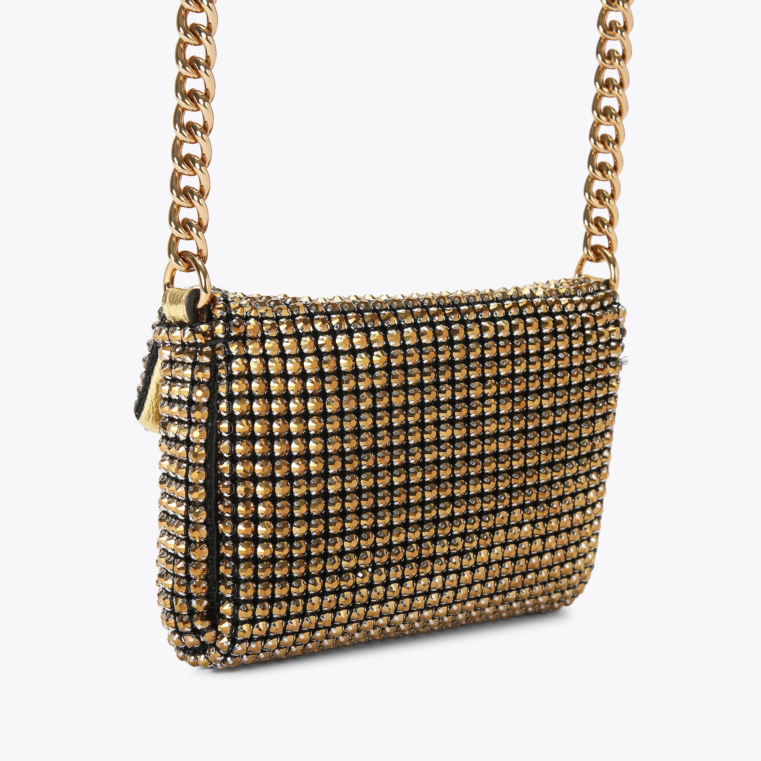 MINI PARTY XBODY BAG Gold Crystal Bag by KURT GEIGER LONDON