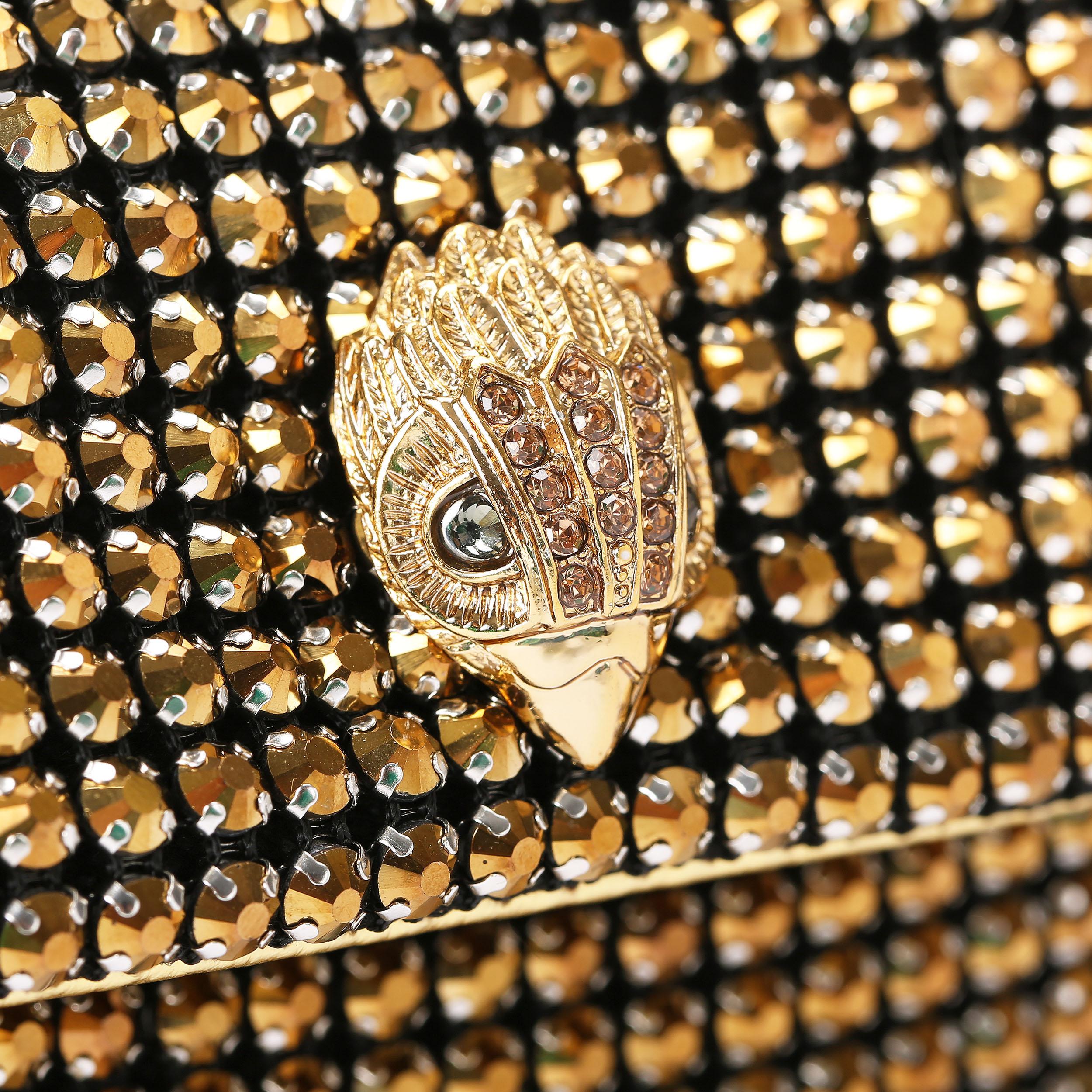MINI PARTY XBODY BAG Gold Crystal Bag by KURT GEIGER LONDON