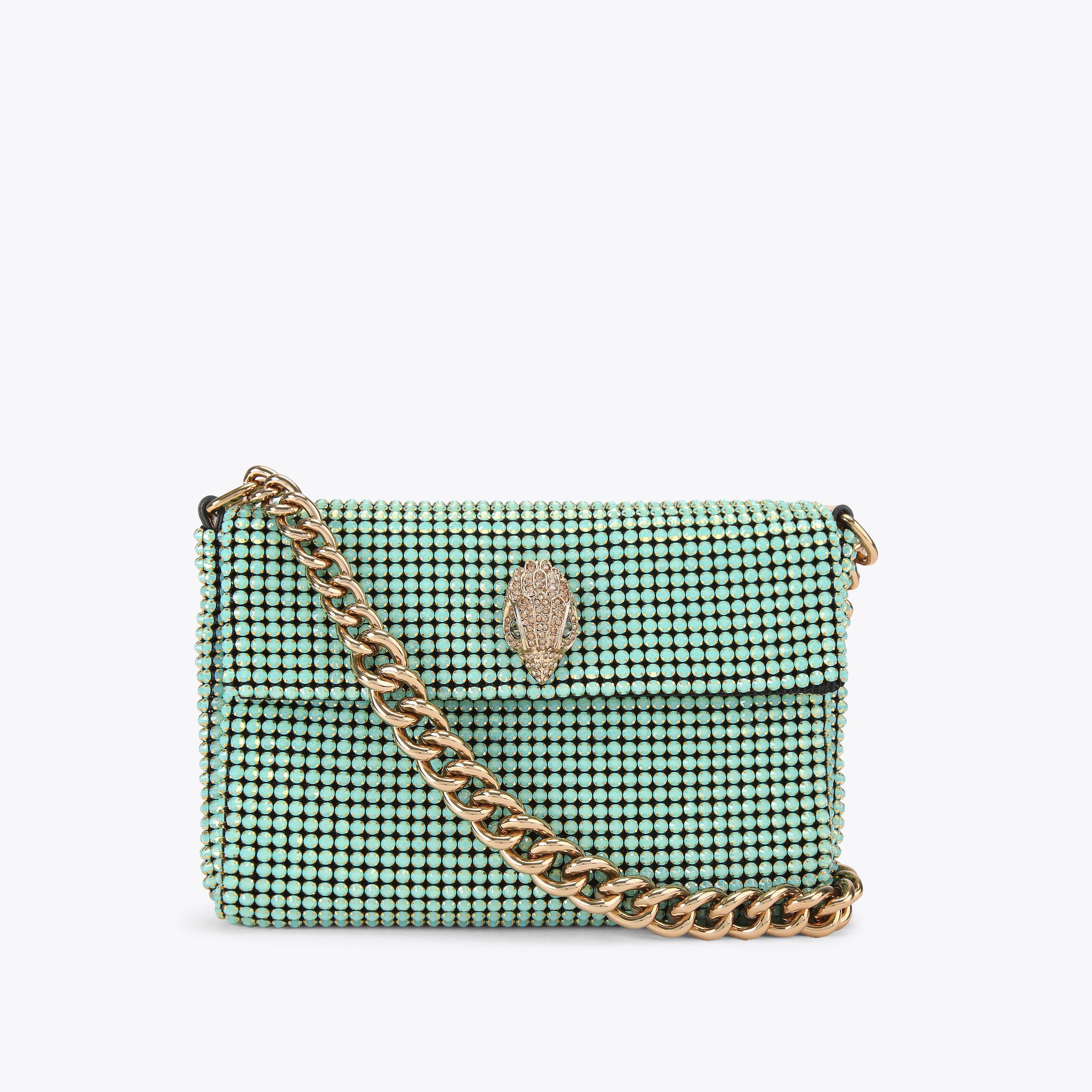 SM PARTY SHOULDER BAG Green Crystal Shoulder Bag by KURT GEIGER LONDON