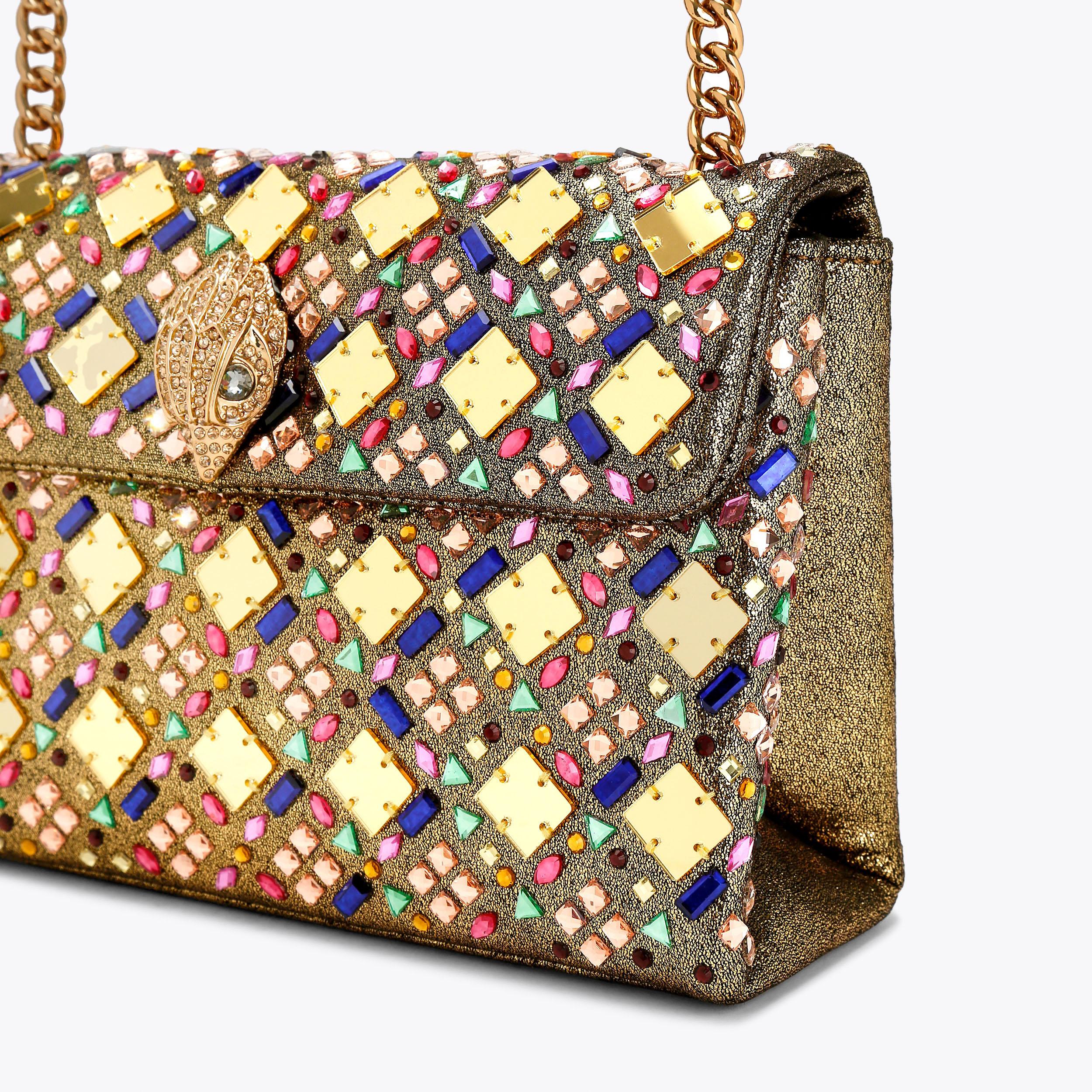 MD KENSINGTON BAG Gold Crystal Medium Shoulder Bag by KURT GEIGER LONDON