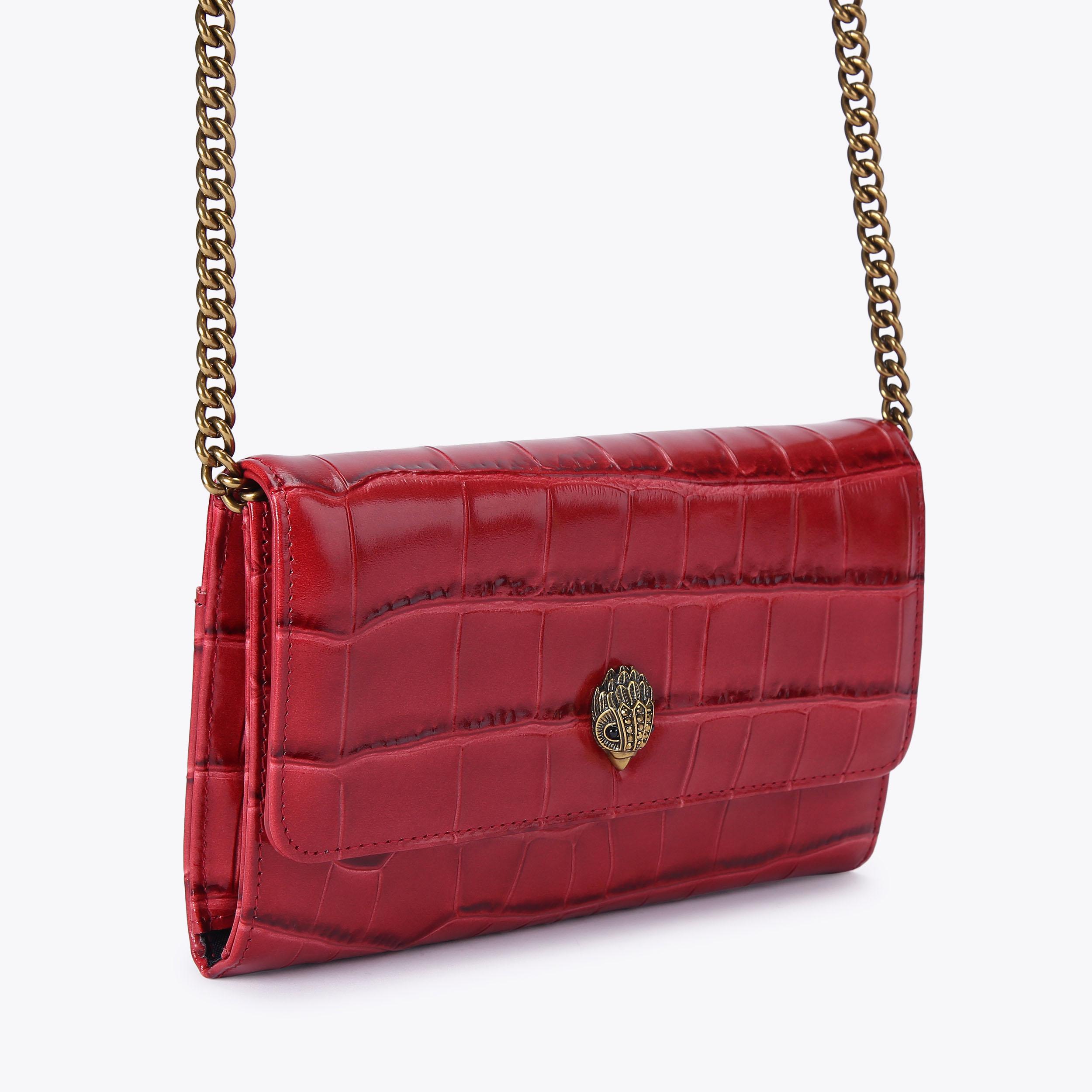 KENSINGTON CHAIN WALLET Red Croc Print Leather Chain Wallet by KURT ...