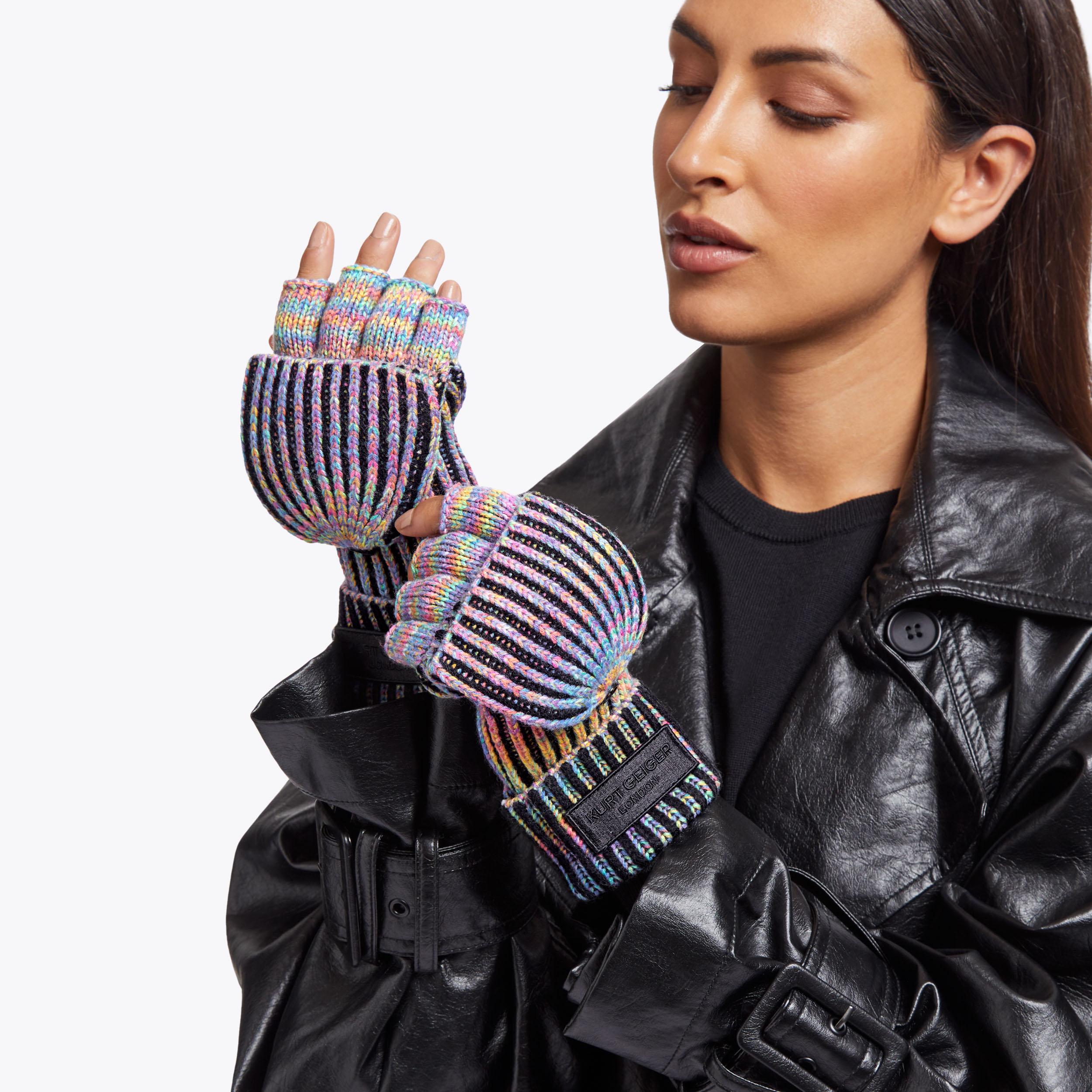 MARLED MITTEN Marled Knitted Gloves by KURT GEIGER LONDON