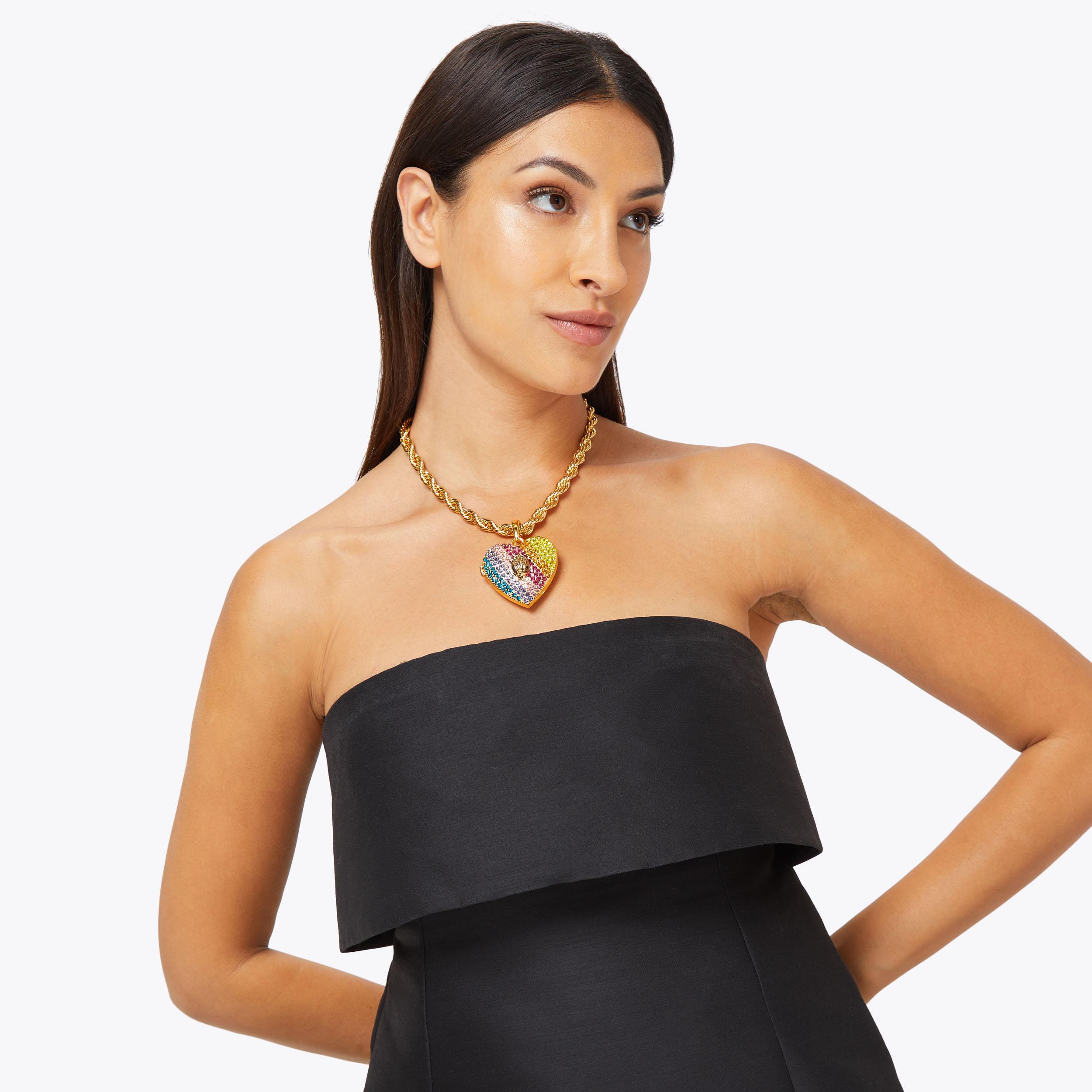 XL HEART LOCKET Large Heart Rainbow Locket Necklace by KURT GEIGER LONDON