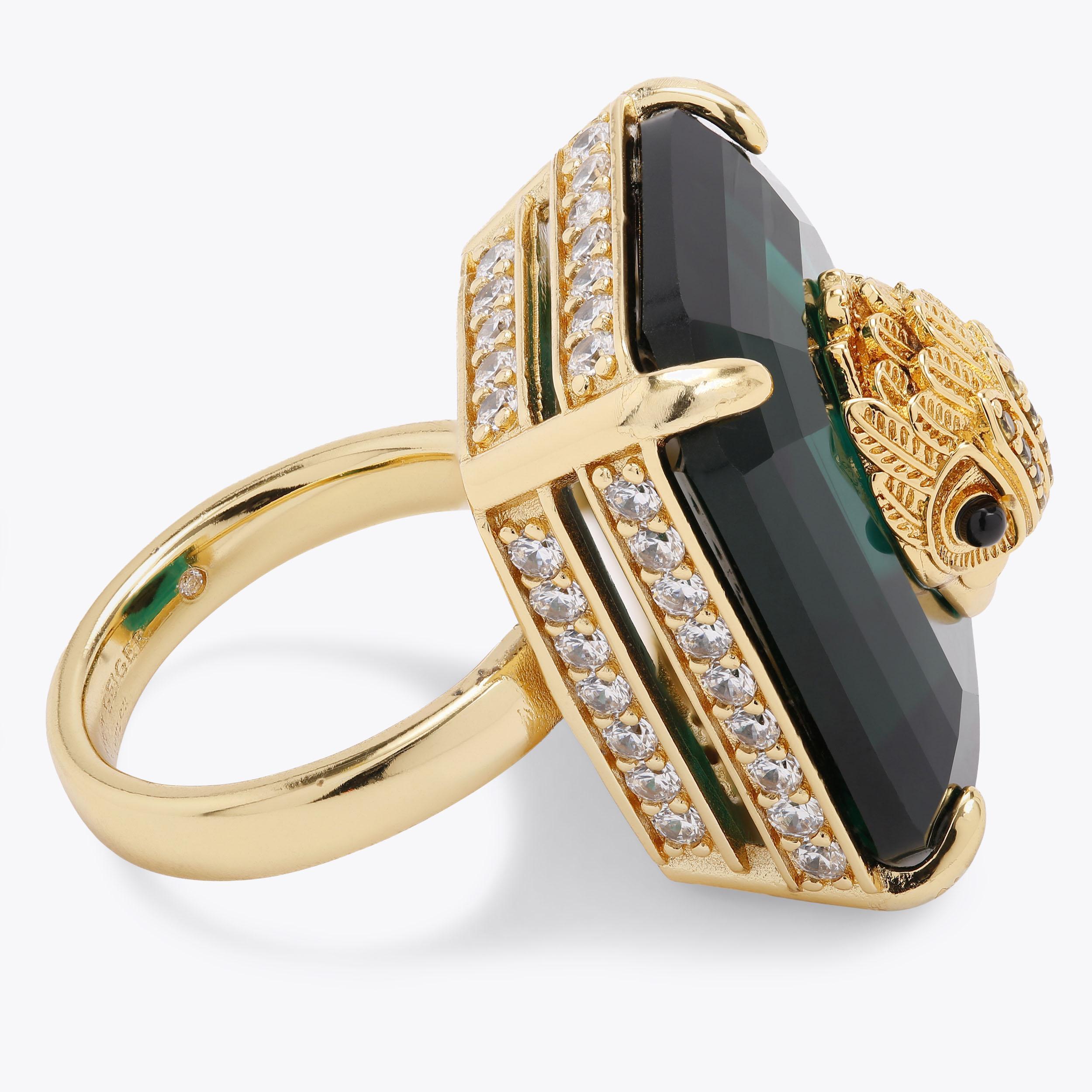 Xl Cocktail Ring Green Crystal Cocktail Ring By Kurt Geiger London