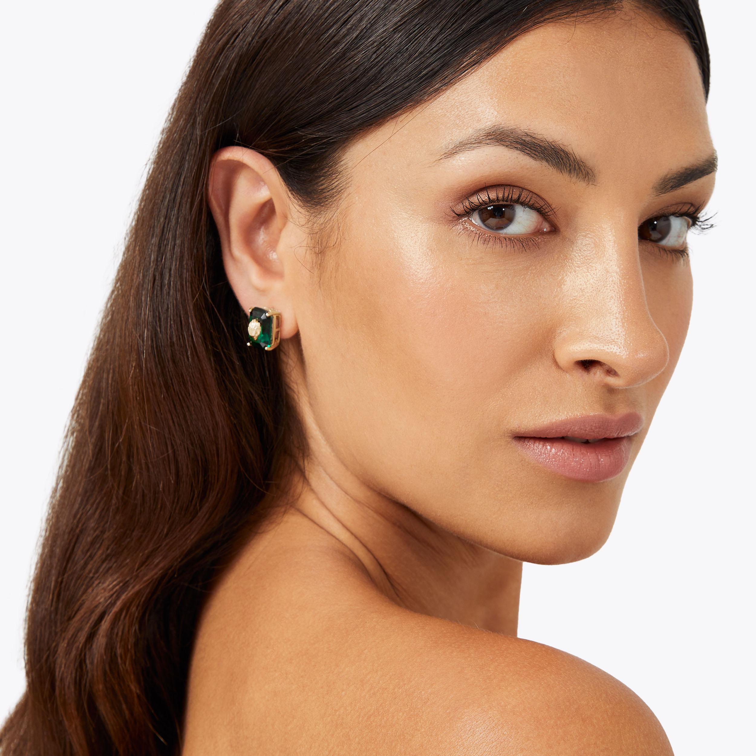 CRYSTAL STUDS Green Stud Earrings by KURT GEIGER LONDON