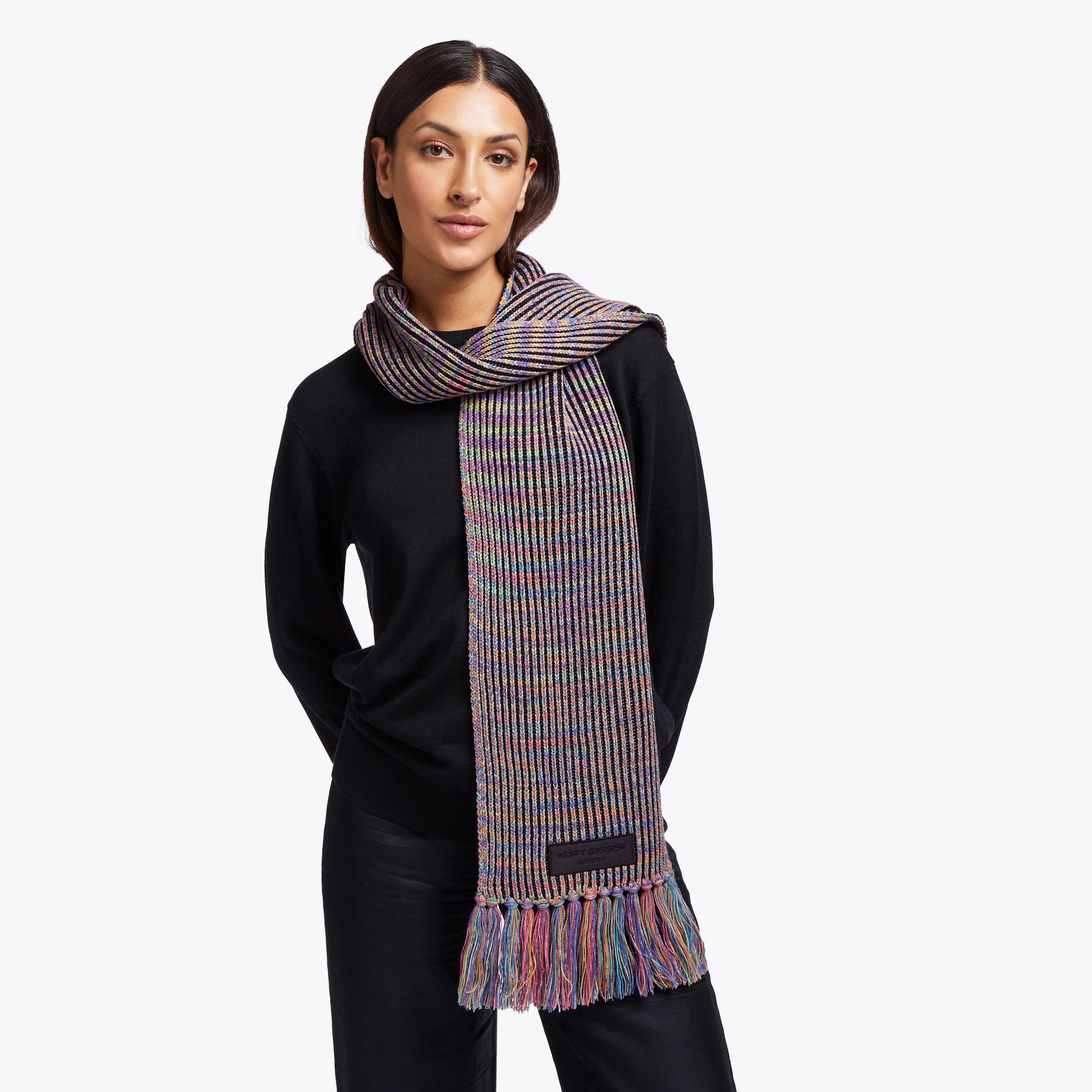 MARLED SCARF Rainbow Tassel Scarf by KURT GEIGER LONDON
