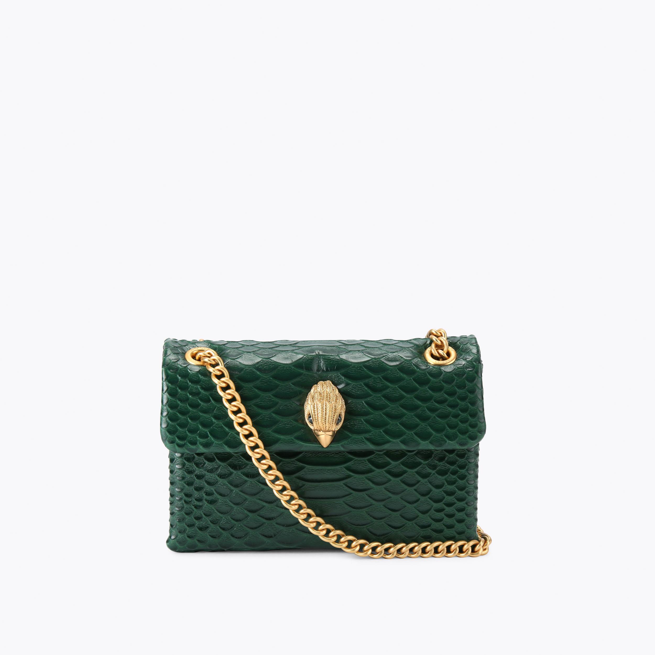 LEATHER MINI KENSINGTON Dark Green Embossed Cross Body Bag by KURT ...