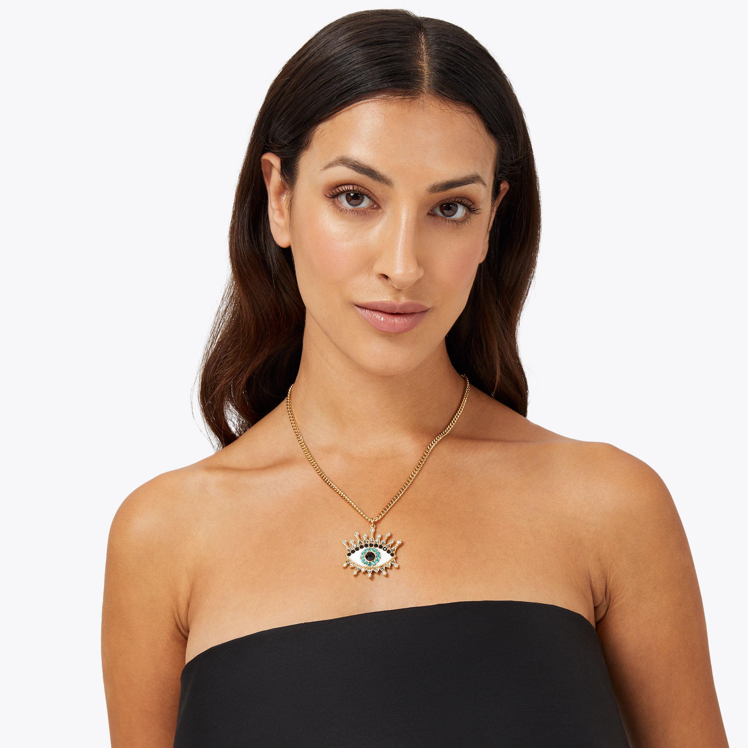 EVIL EYE PENDANT Gold Evil Eye Necklace by KURT GEIGER LONDON