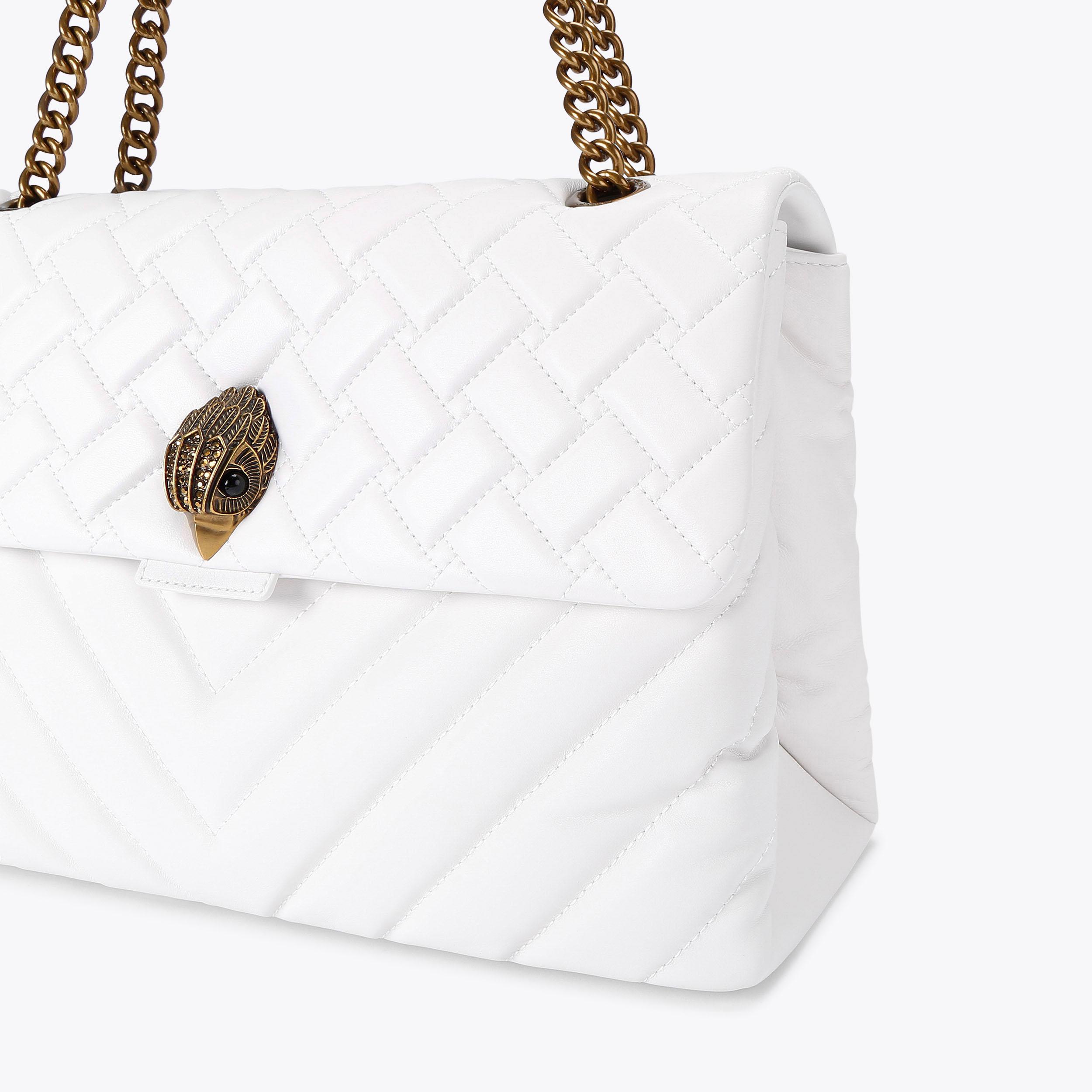 LTHR XXL KENSINGTON BAG White Quilted Shoulder Bag by KURT GEIGER LONDON