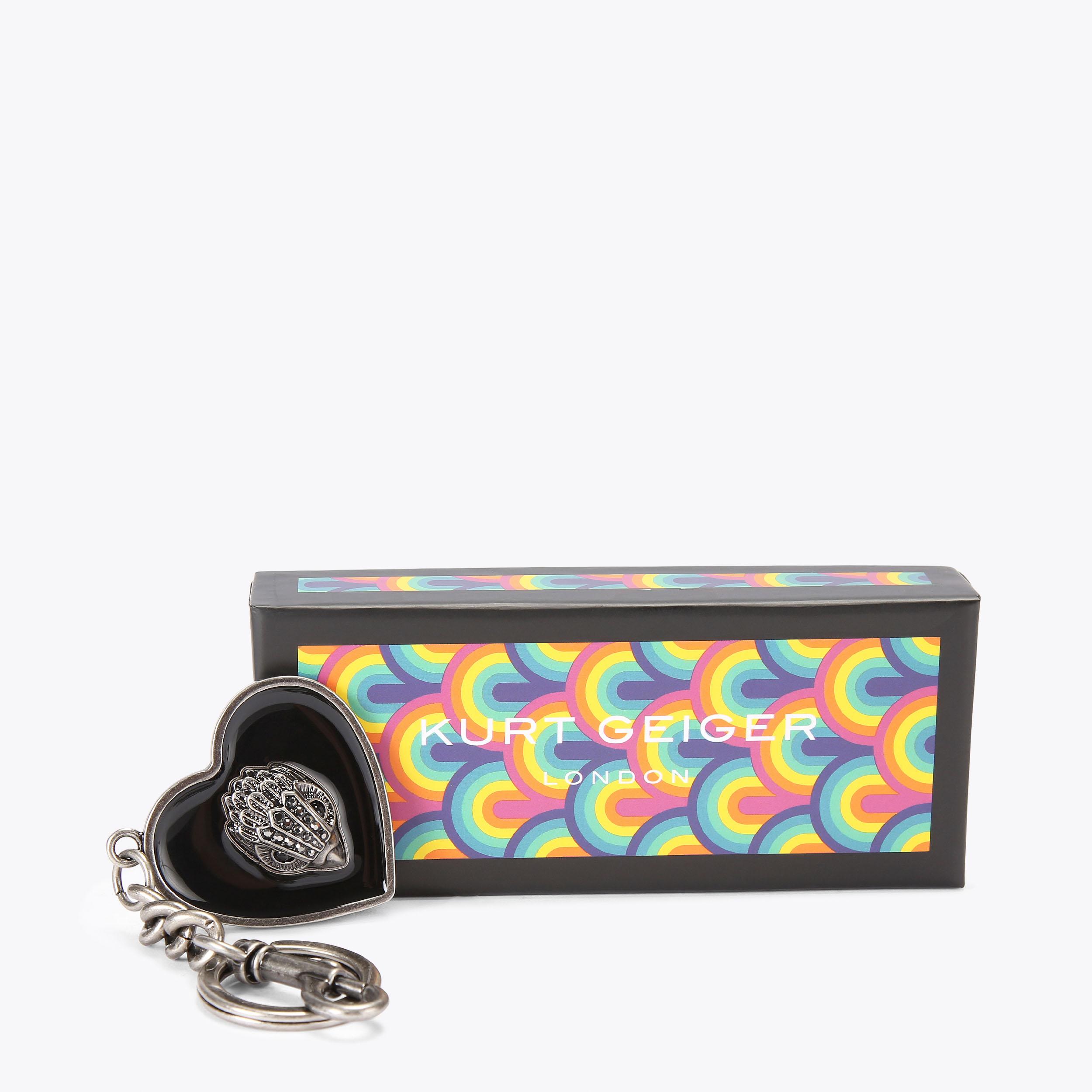 ENAMEL HEART KEYRING Black Enamel Heart Keychain by KURT GEIGER LONDON