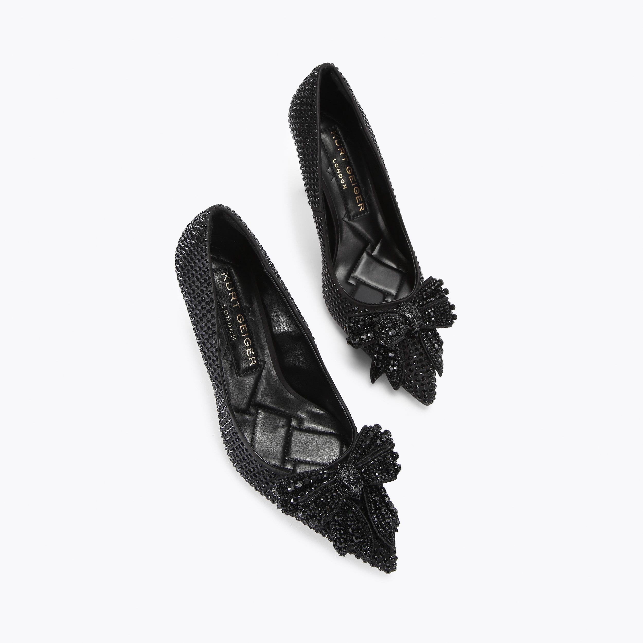 BELGRAVIA CRYSTAL BOW DRC Black Crystal Court Heels by KURT GEIGER LONDON
