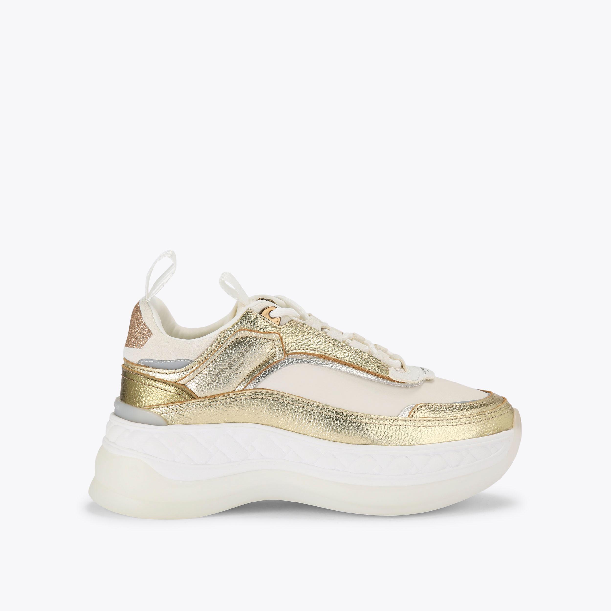 KENSINGTON PUMP SNEAKER Gold Metallic Sneaker by KURT GEIGER LONDON