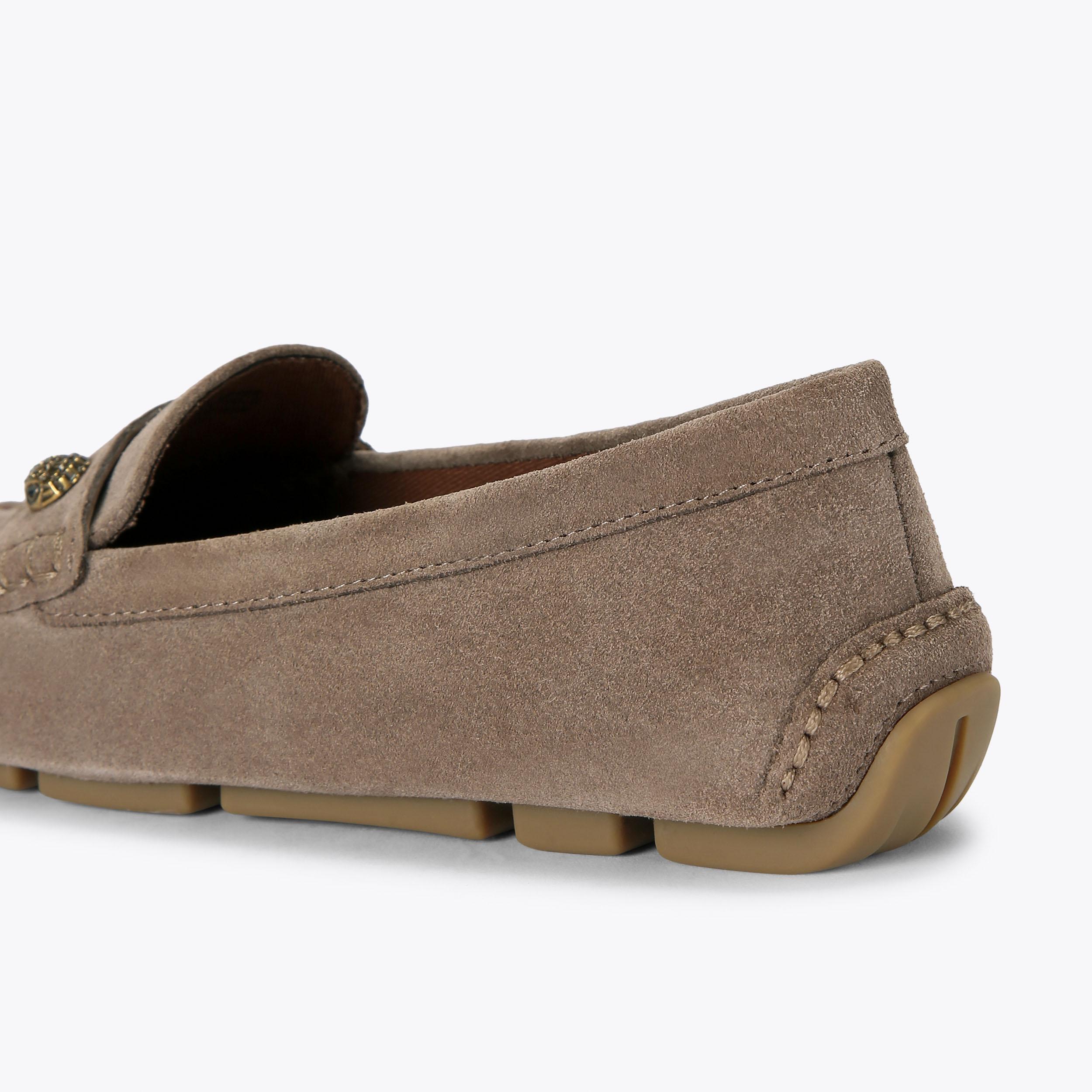 EAGLE DRIVER Taupe Suede Slip On Flats by KURT GEIGER LONDON