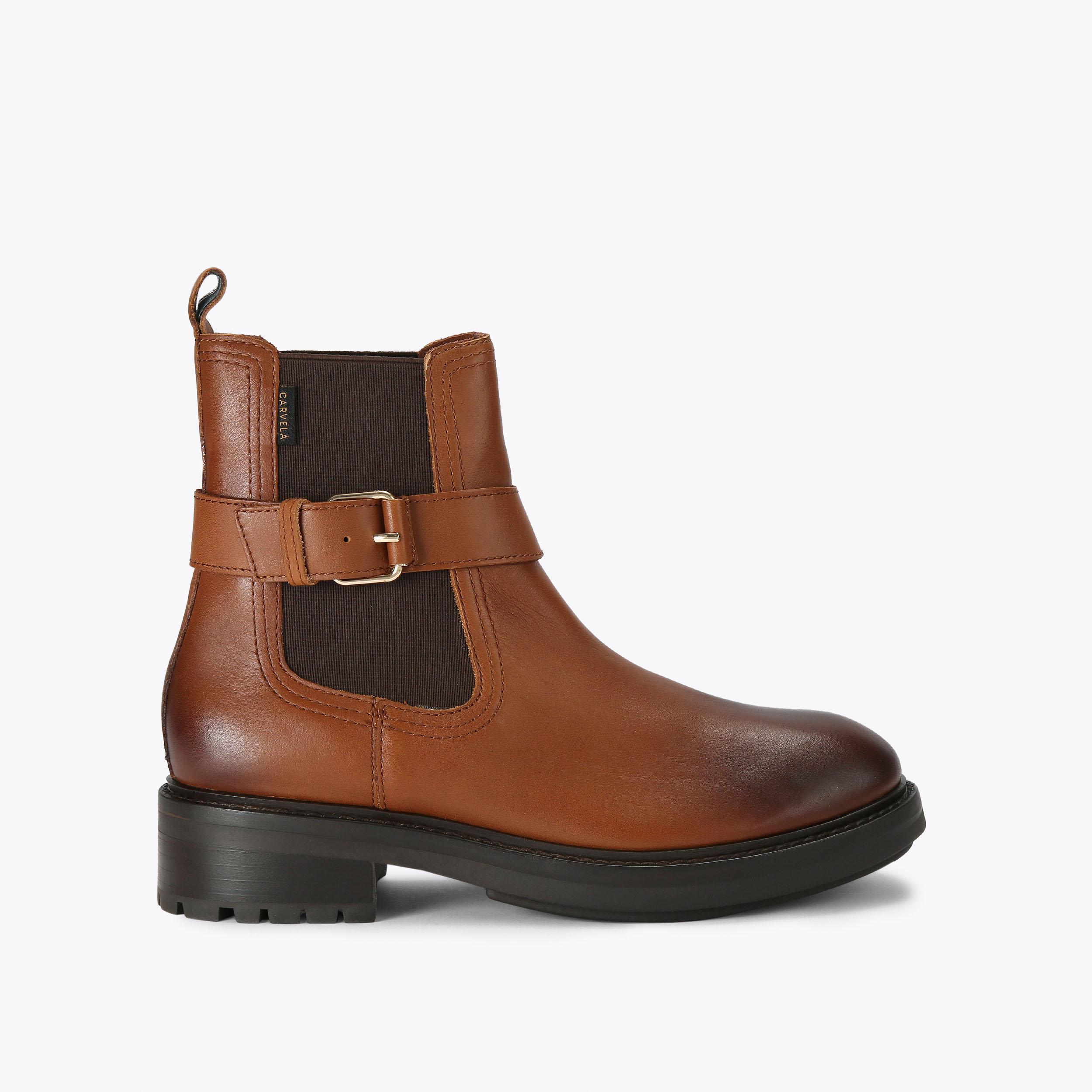 MARGOT ANKLE Tan Leather Boots by CARVELA COMFORT