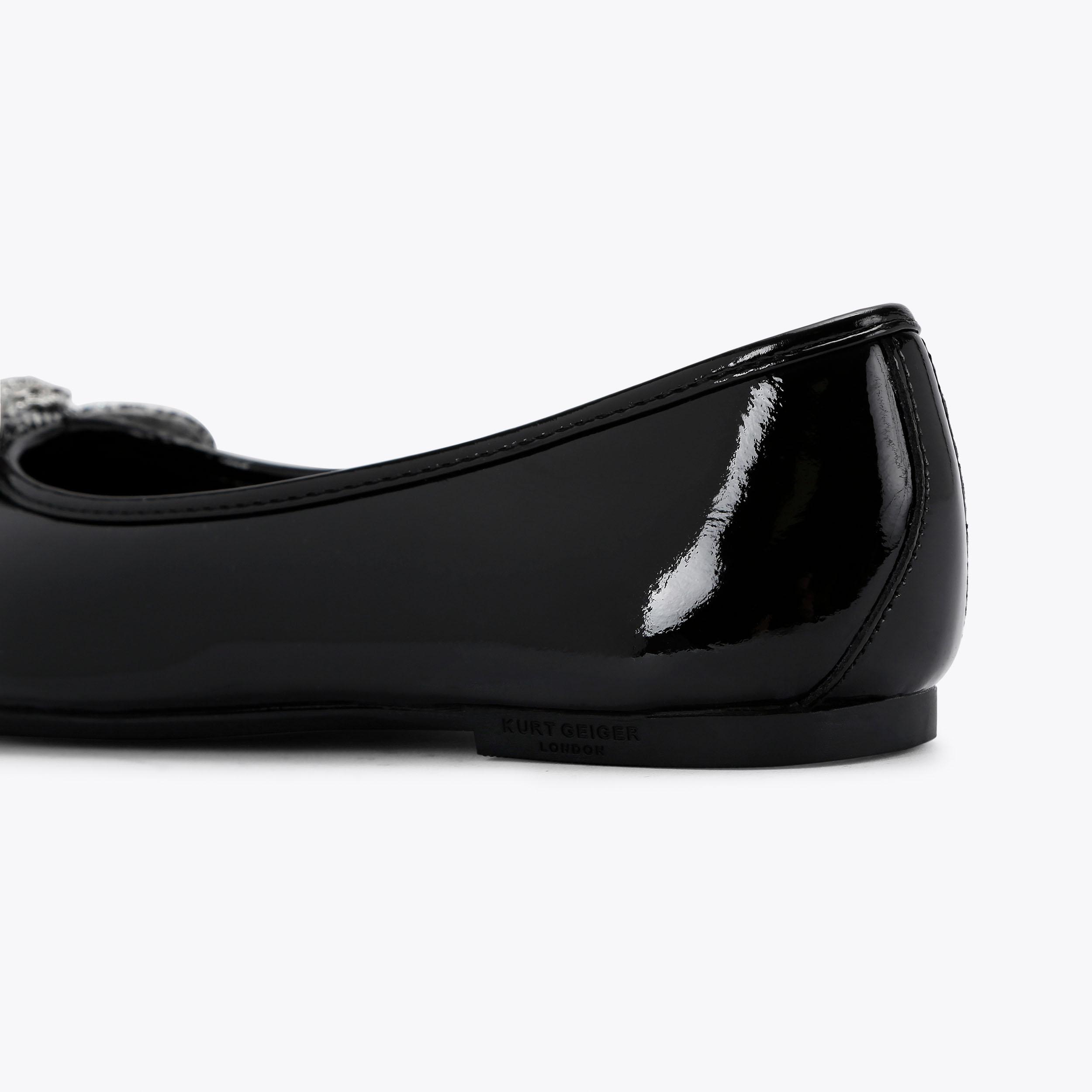 Mini Eagle Bow Ballerina Black Patent Slip On Shoe By Kurt Geiger London