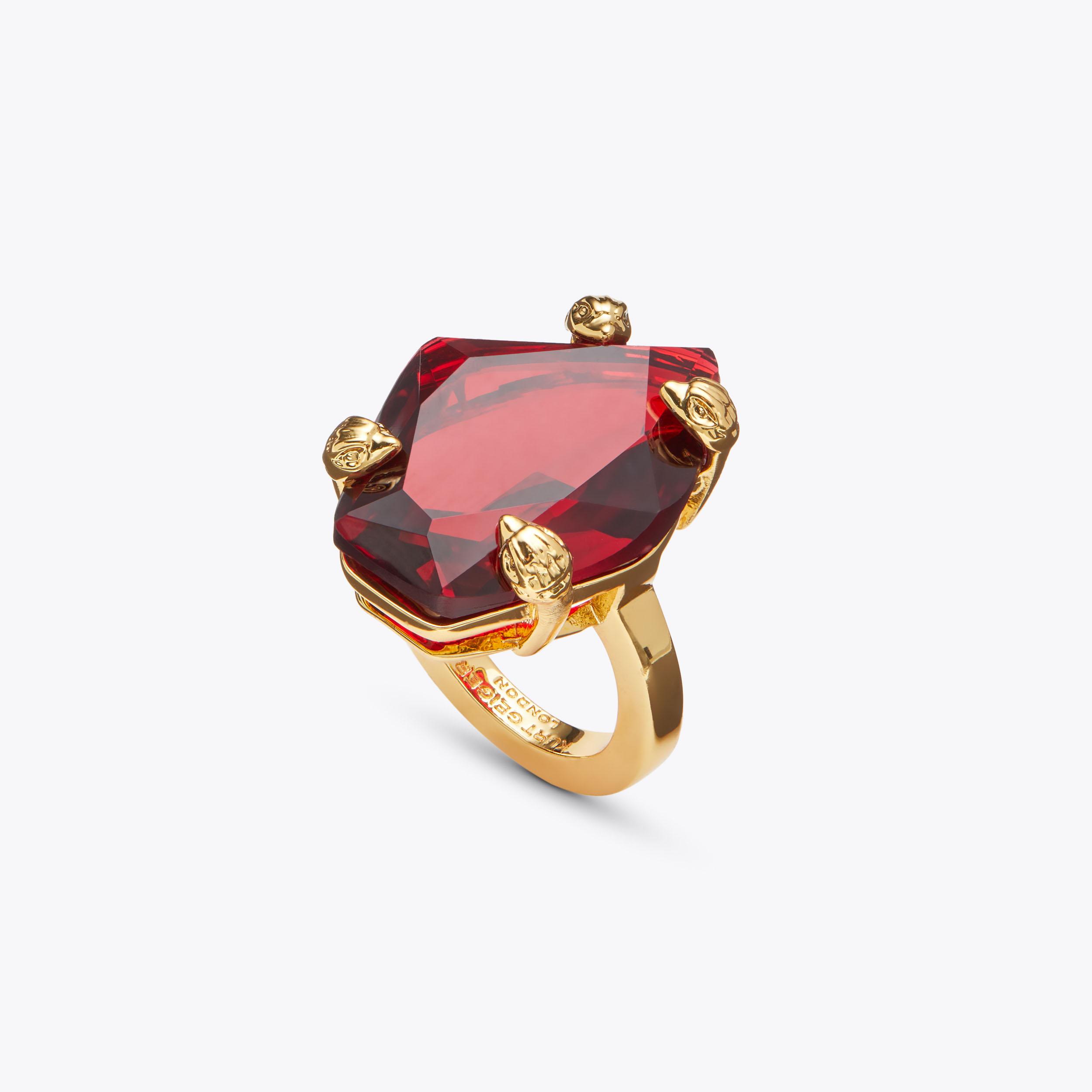 REGENT RING Red Crystal Ring by KURT GEIGER LONDON