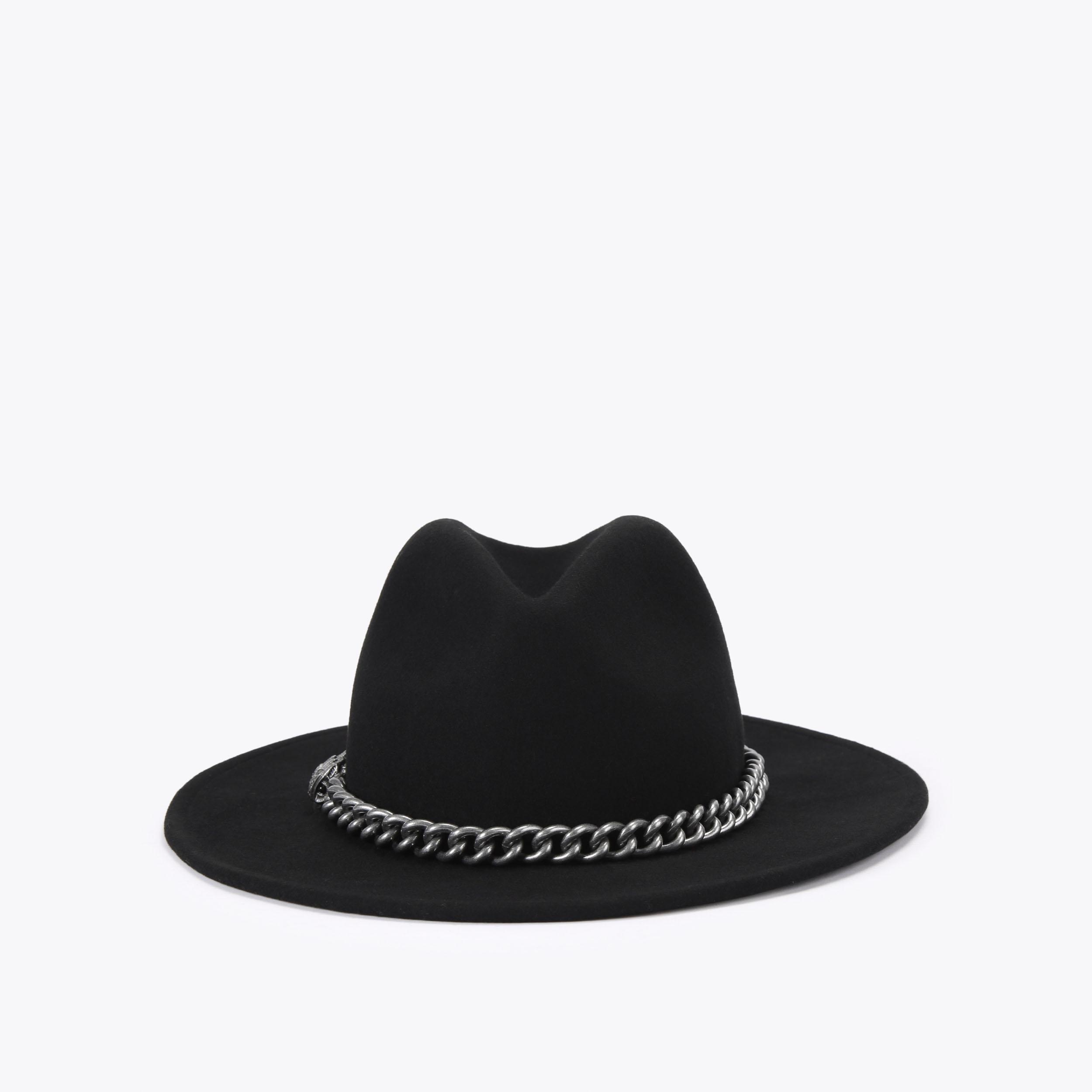 EAGLE CHAIN FEDORA Black Wool Fedora by KURT GEIGER LONDON