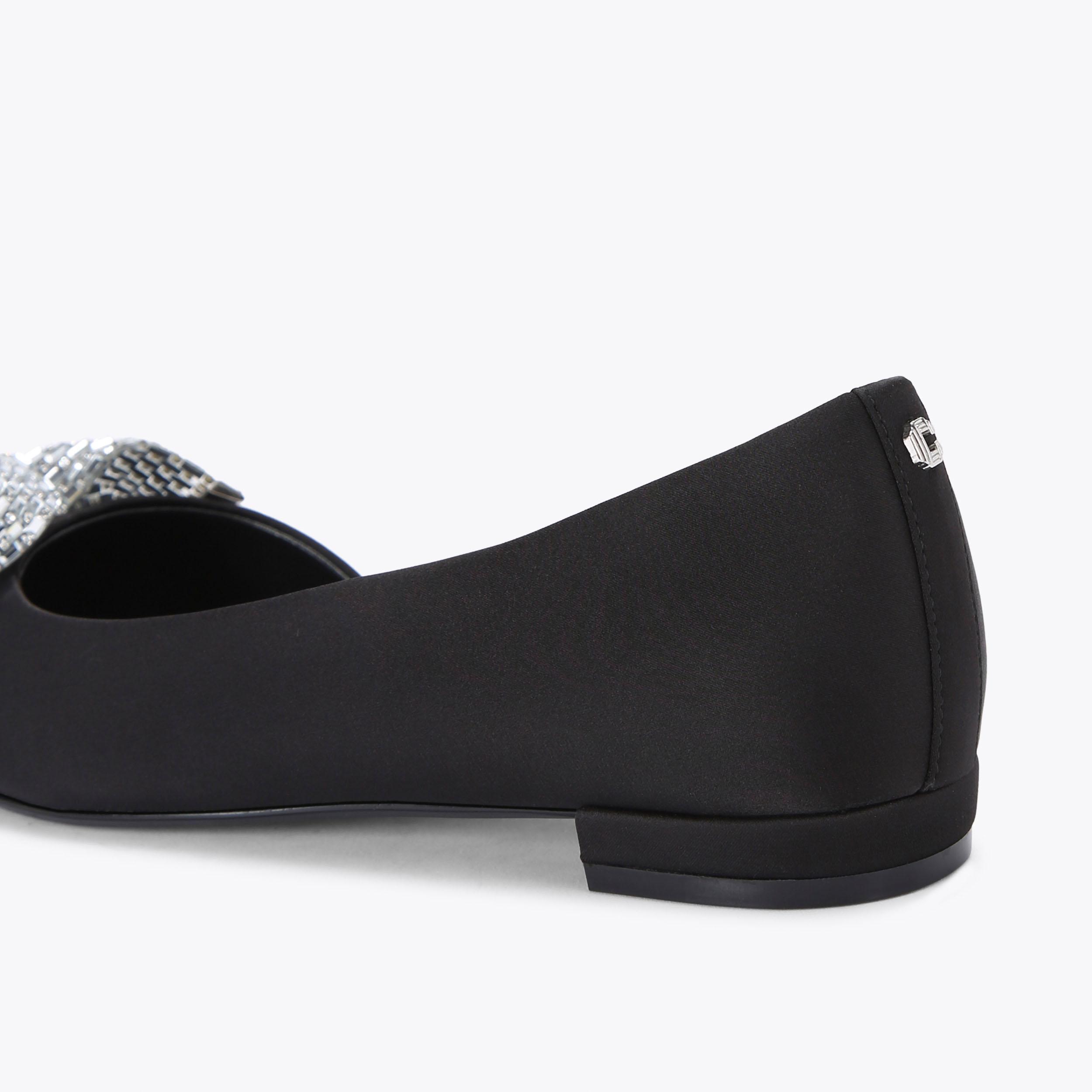 REGAL BOW FLAT Black Satin Flat Shoe by CARVELA