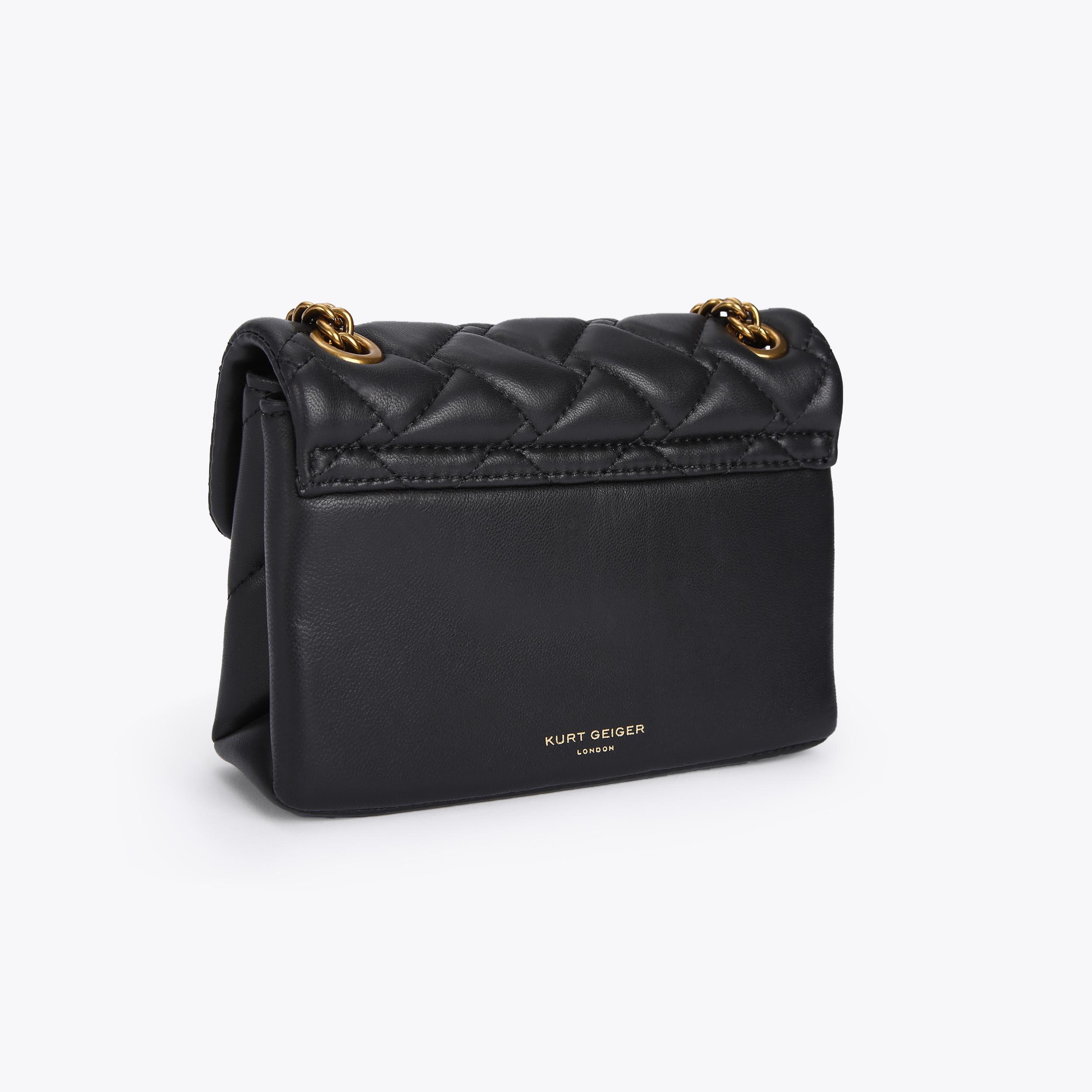 MINI KENSINGTON X BAG Black Quilted Leather Mini Bag by KURT GEIGER LONDON