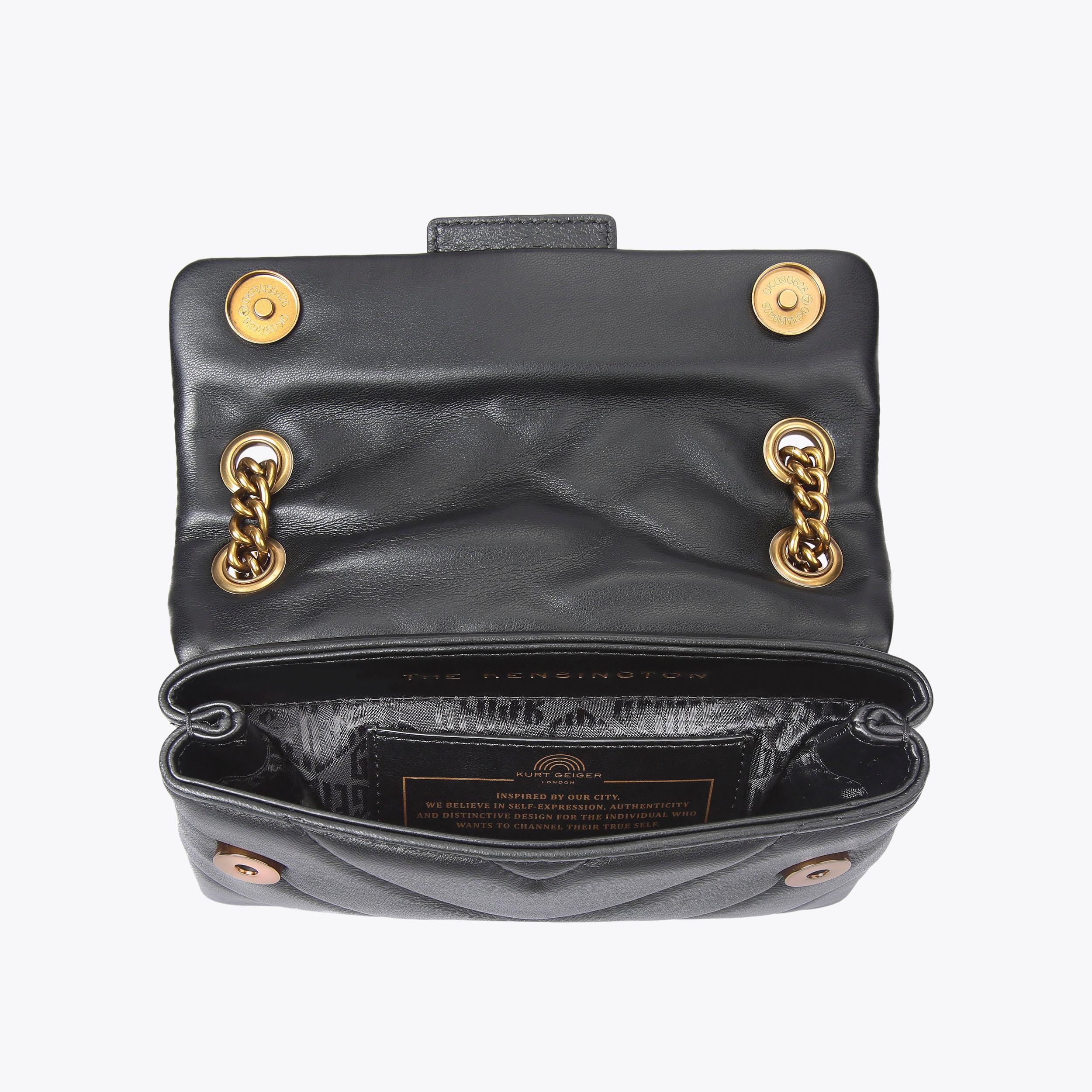 MINI KENSINGTON X BAG Black Quilted Leather Mini Bag by KURT GEIGER LONDON