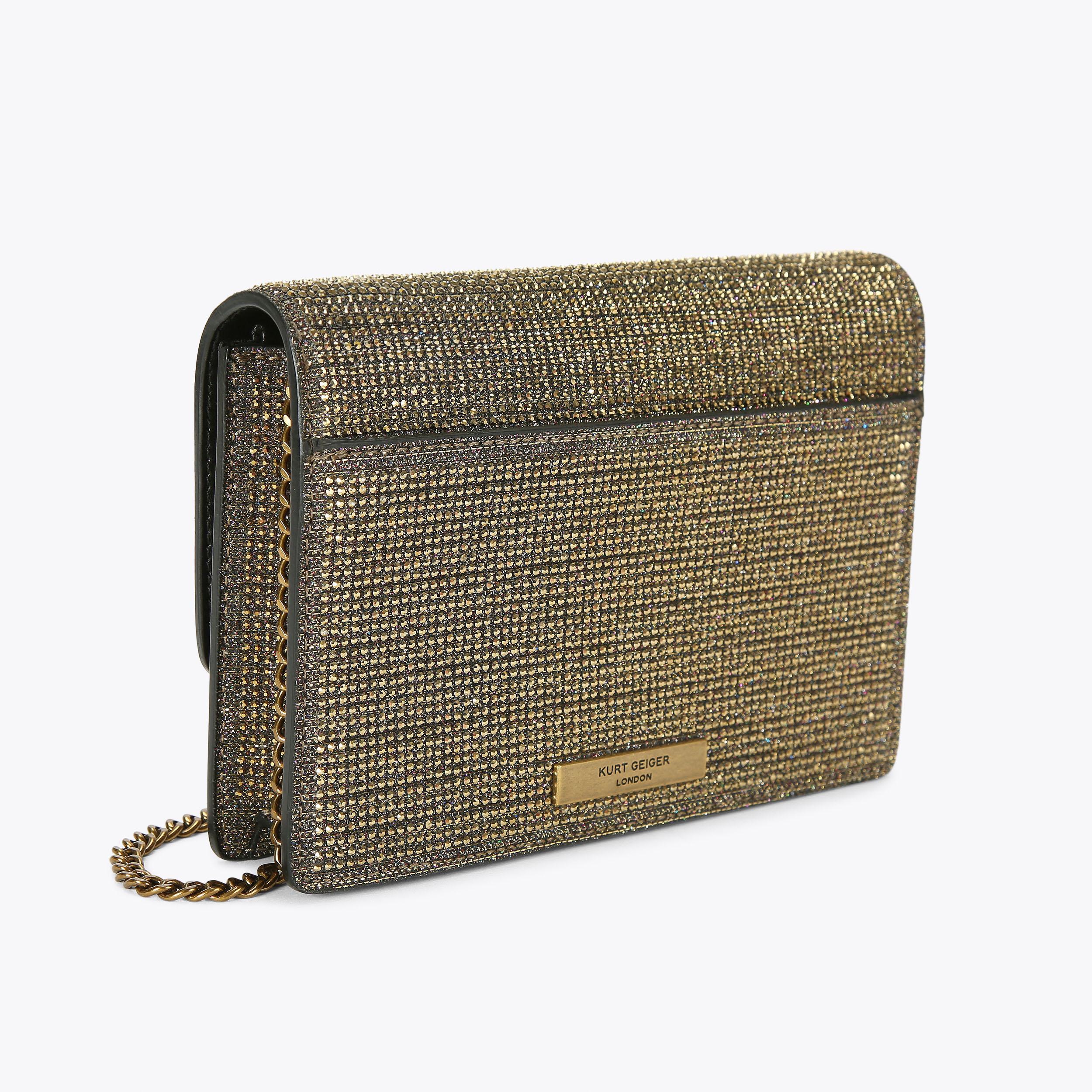 EXTRA MINI SHOREDITCH Gold Crystal Mini Cross Body Bag by KURT GEIGER ...