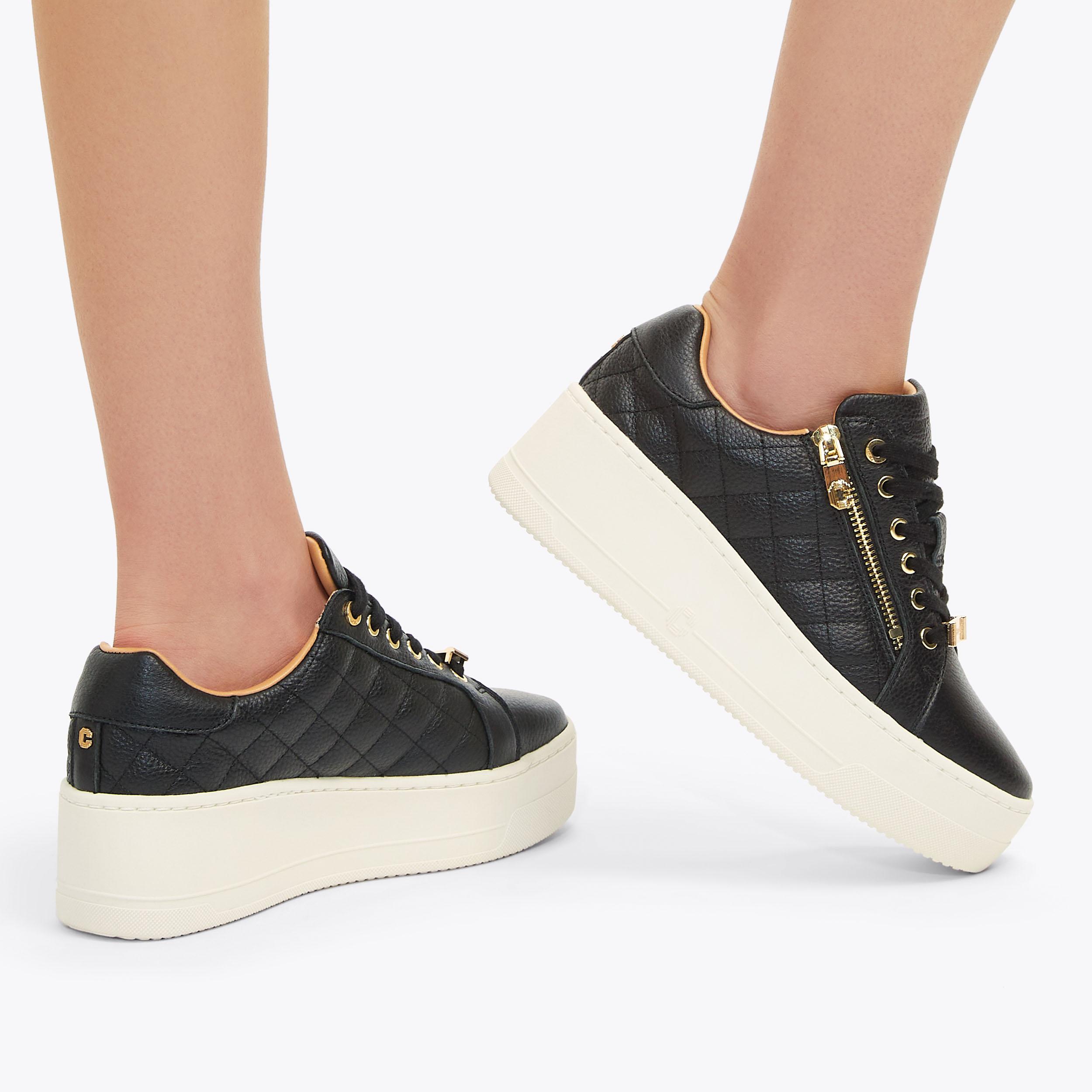 CONNECTED ZIP Black Leather Trainers by CARVELA