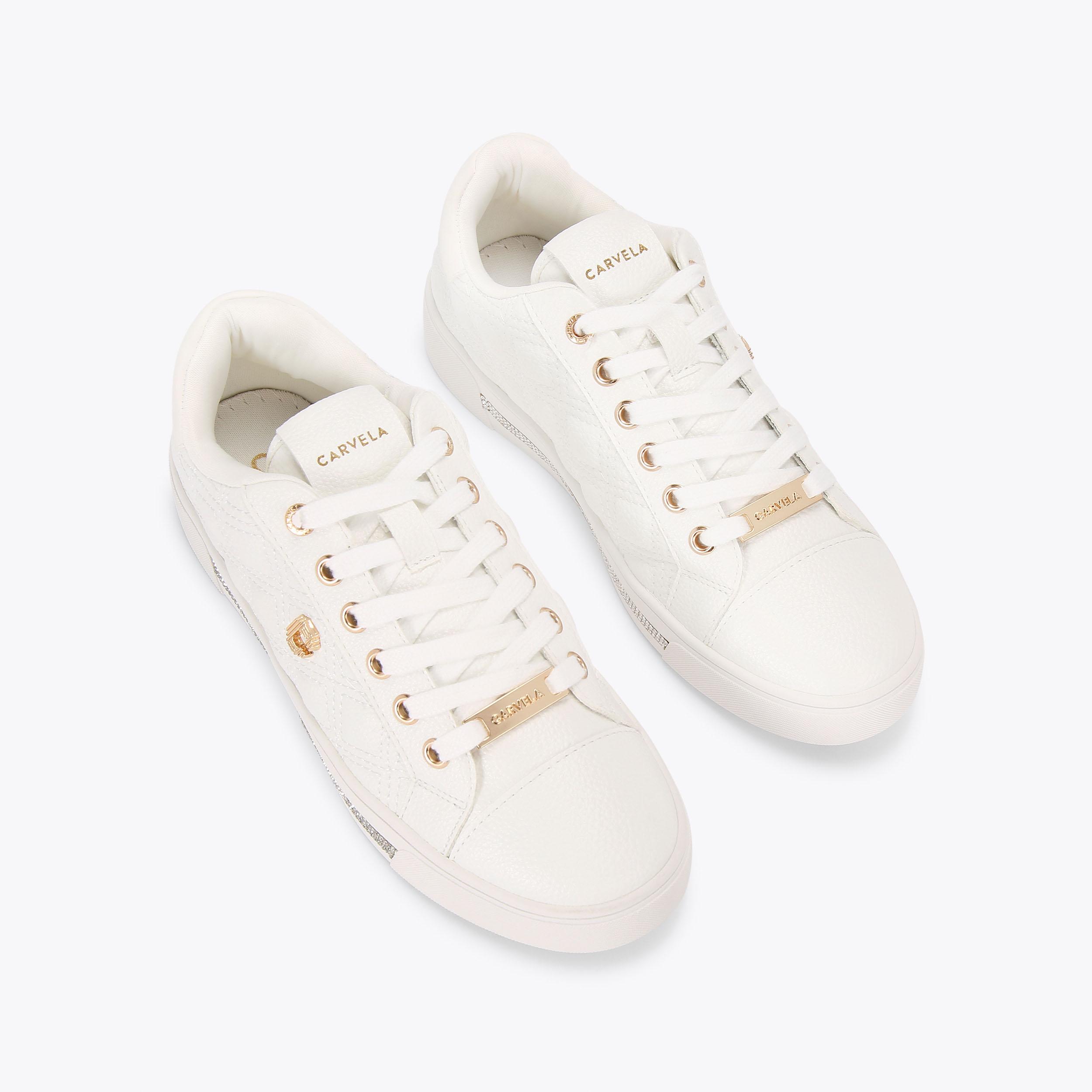 DIAMOND QUILT White Quilted Trainers by CARVELA