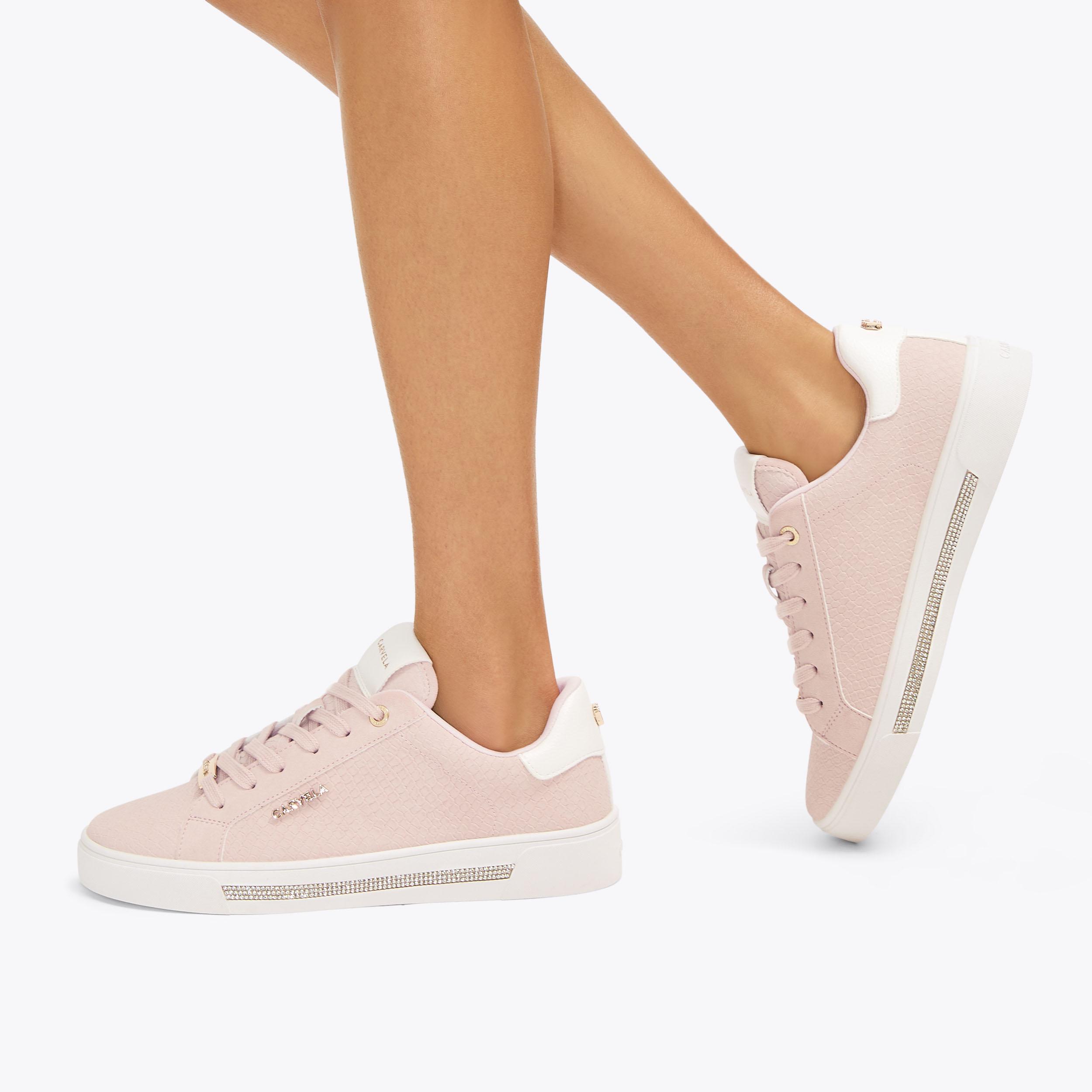 DIAMOND Pale Pink Snake Print Trainer by CARVELA