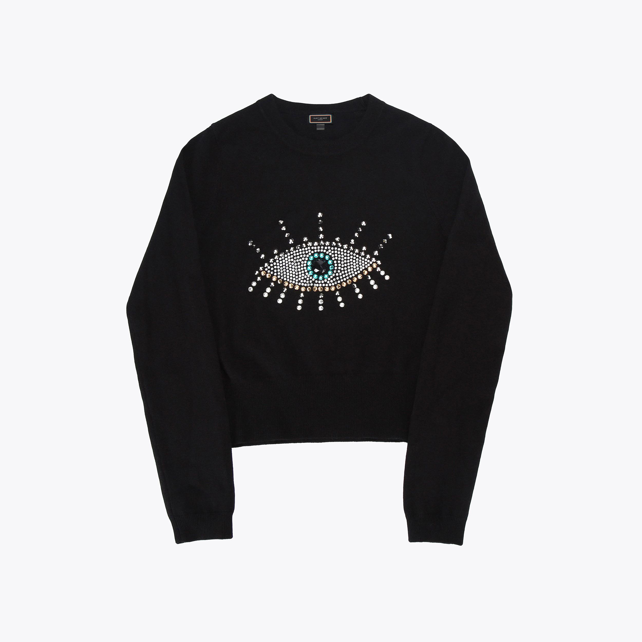 EVIL EYE JUMPER Black Knitted Jumper by KURT GEIGER LONDON
