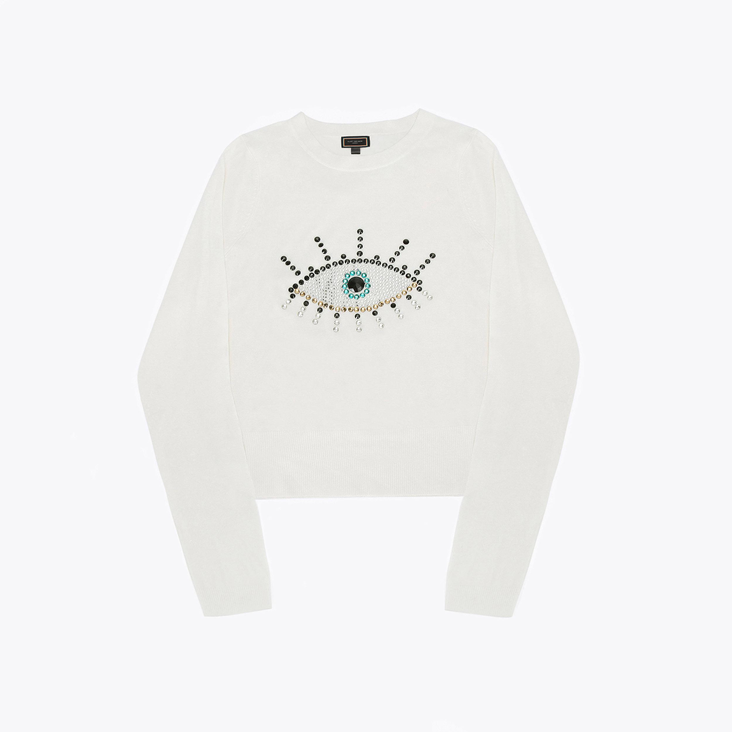 EVIL EYE JUMPER Bone Knitted Jumper by KURT GEIGER LONDON