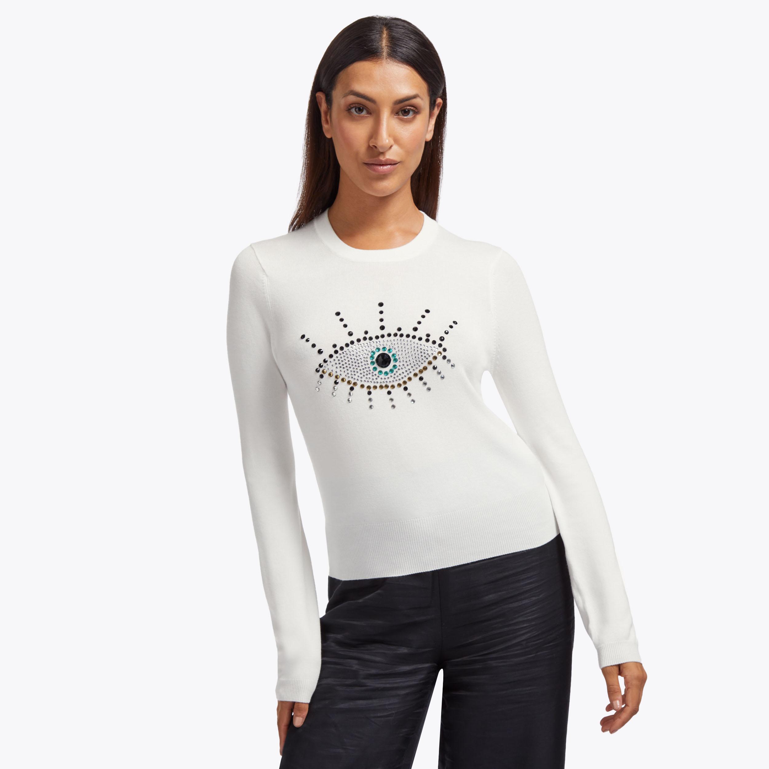EVIL EYE JUMPER Bone Knitted Jumper by KURT GEIGER LONDON