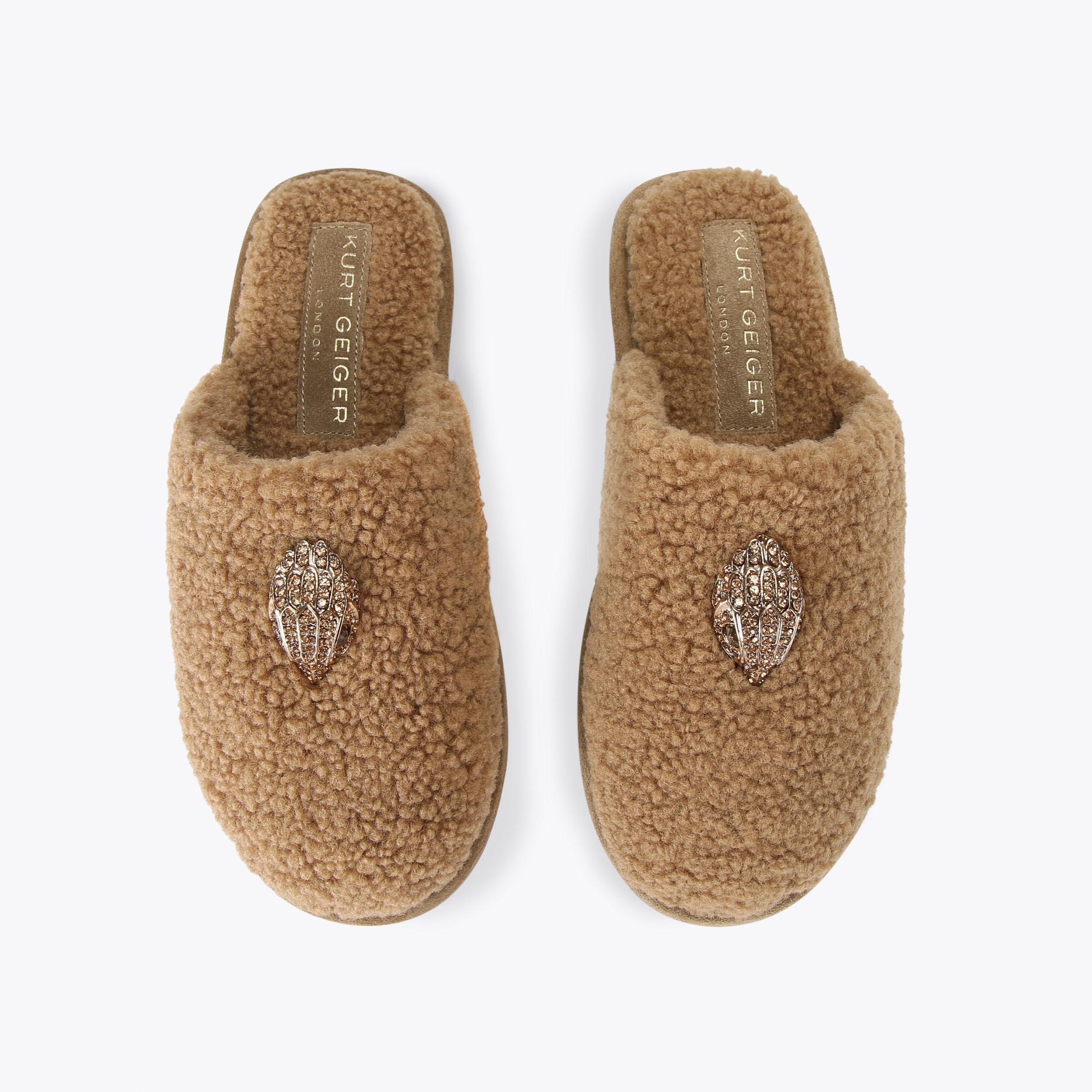 KENSINGTON SLIPPERS Camel Teddy Slippers by KURT GEIGER LONDON