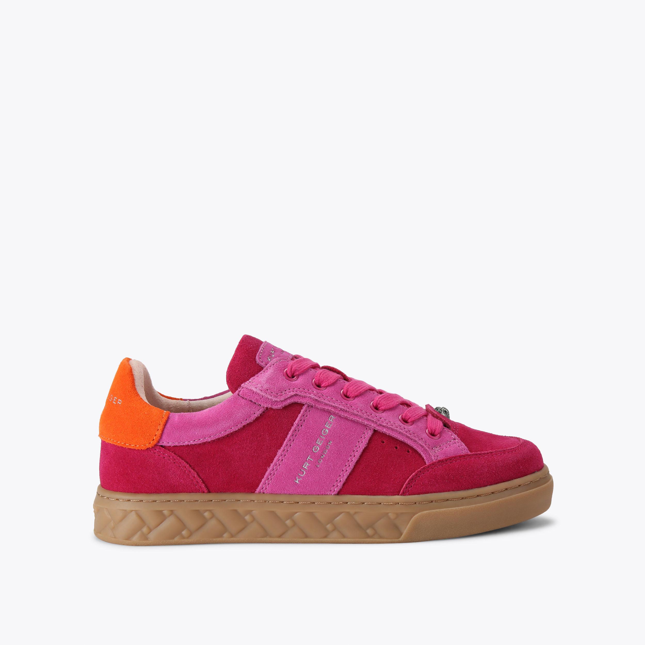 KENSINGTON SLIM CUPSOLE Fuchsia Suede Leather Sneaker by KURT GEIGER LONDON