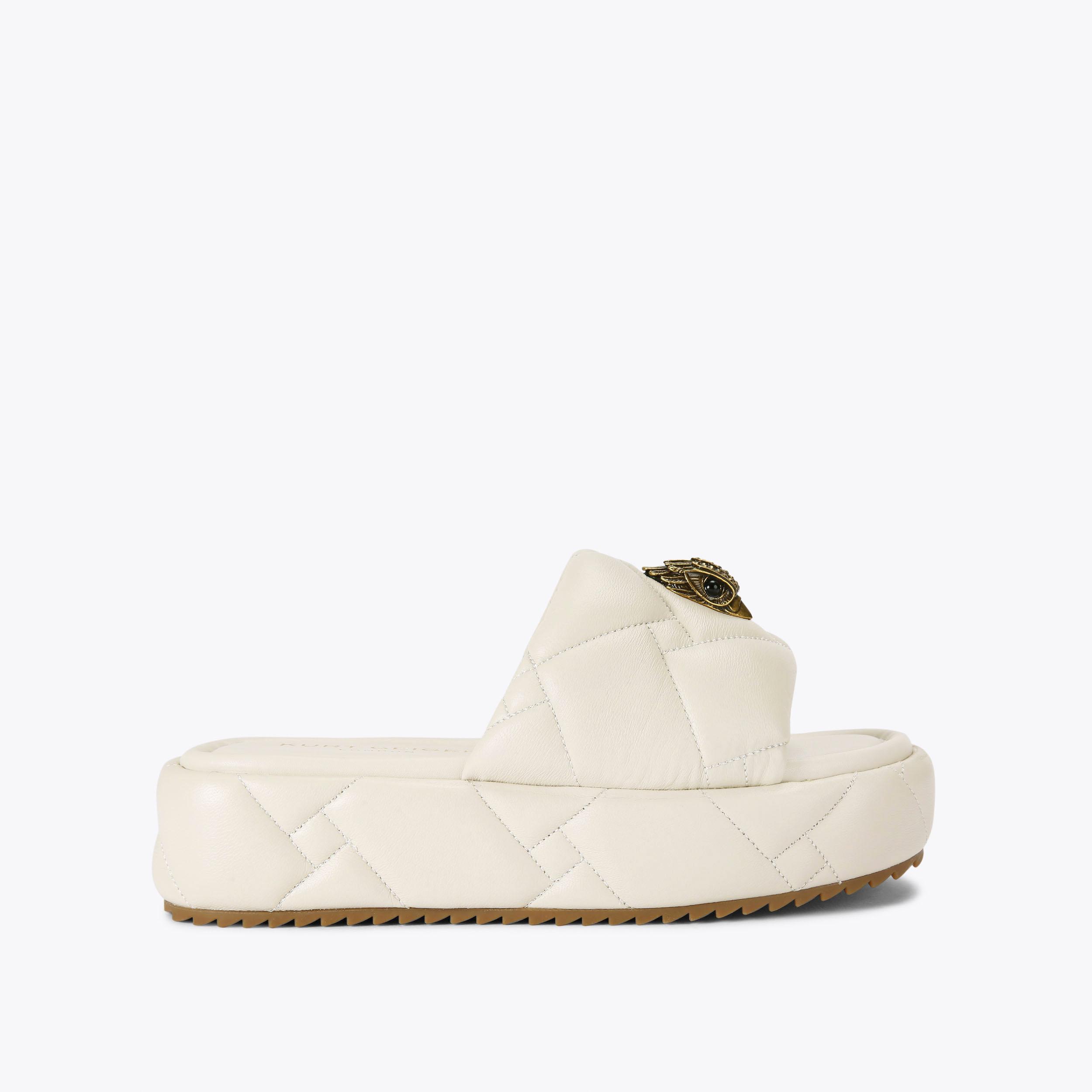 KENSINGTON PUFF FLATFORM Bone Leather Slip-On Sandals by KURT GEIGER LONDON