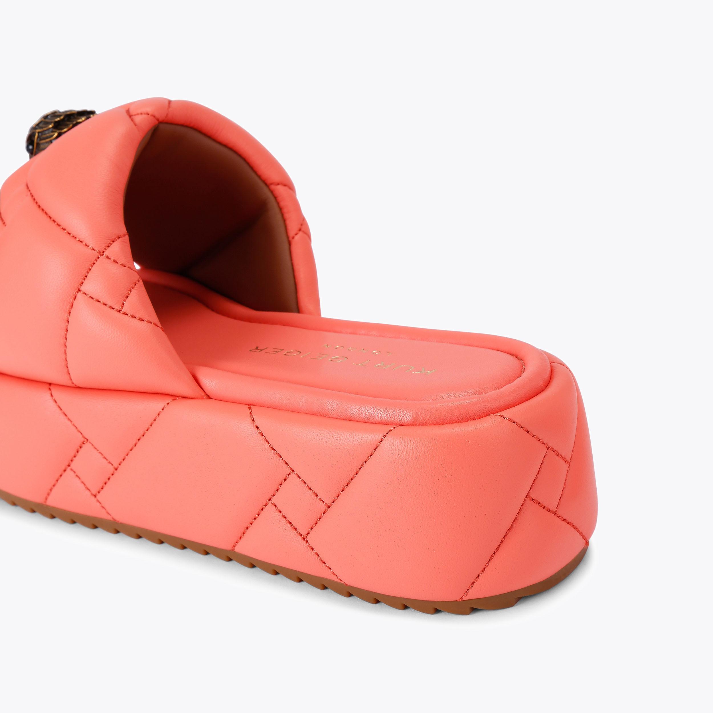 KENSINGTON PUFF FLATFORM Peach Leather Puff Sandal by KURT GEIGER LONDON